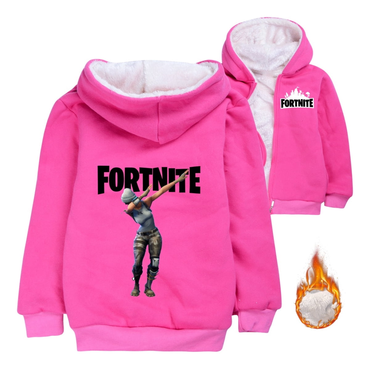 Boys & Girls Dabbing Emote Fortnite Winter Hoodie Jacket for Kids ...