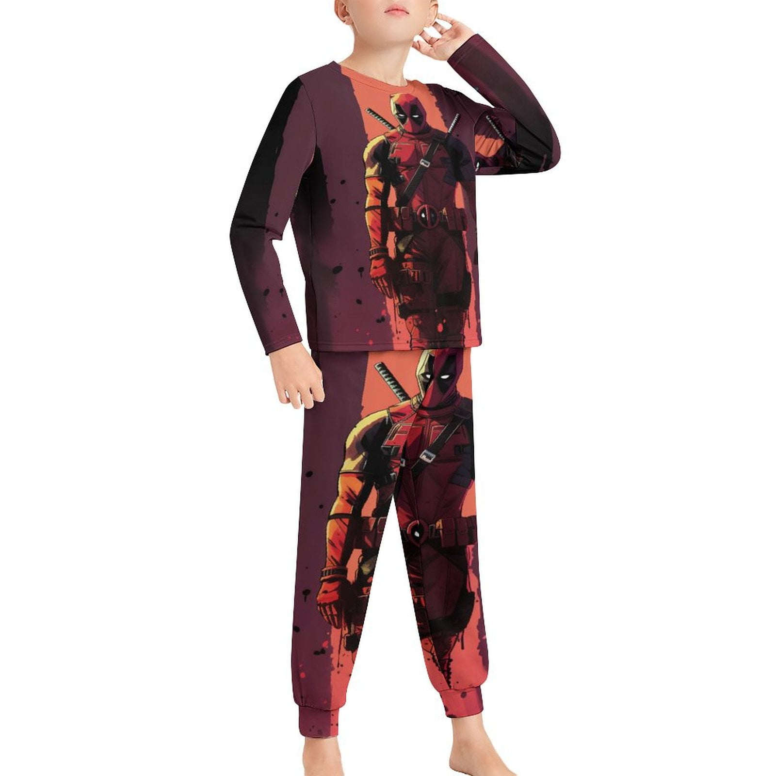 Boys Girls Dead-Poo Costumes Kids Pajamas Set Tee Shirt Pants Set ...