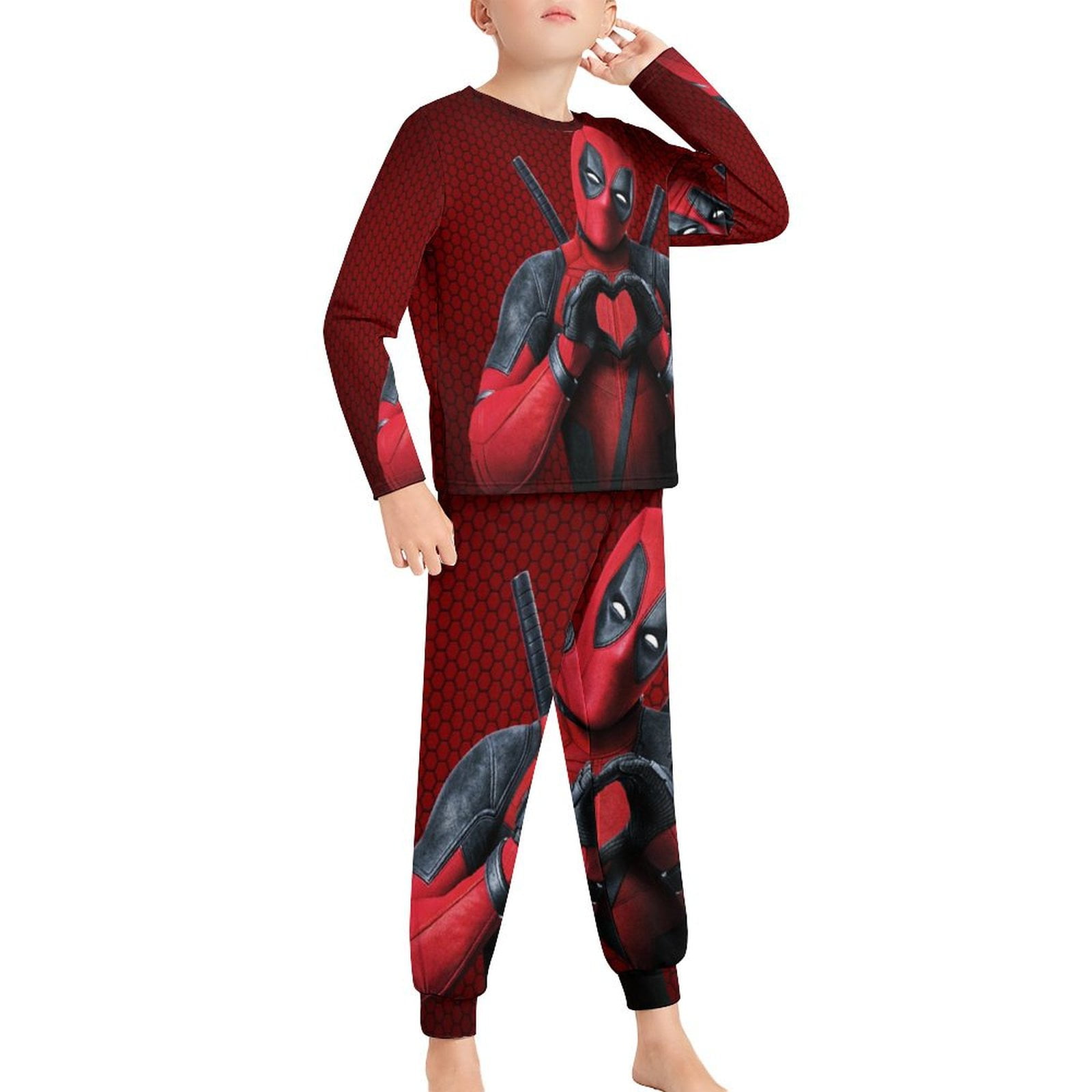 Boys Girls Dead-Poo Costumes Kids Pajamas Set Tee Shirt Pants Set ...