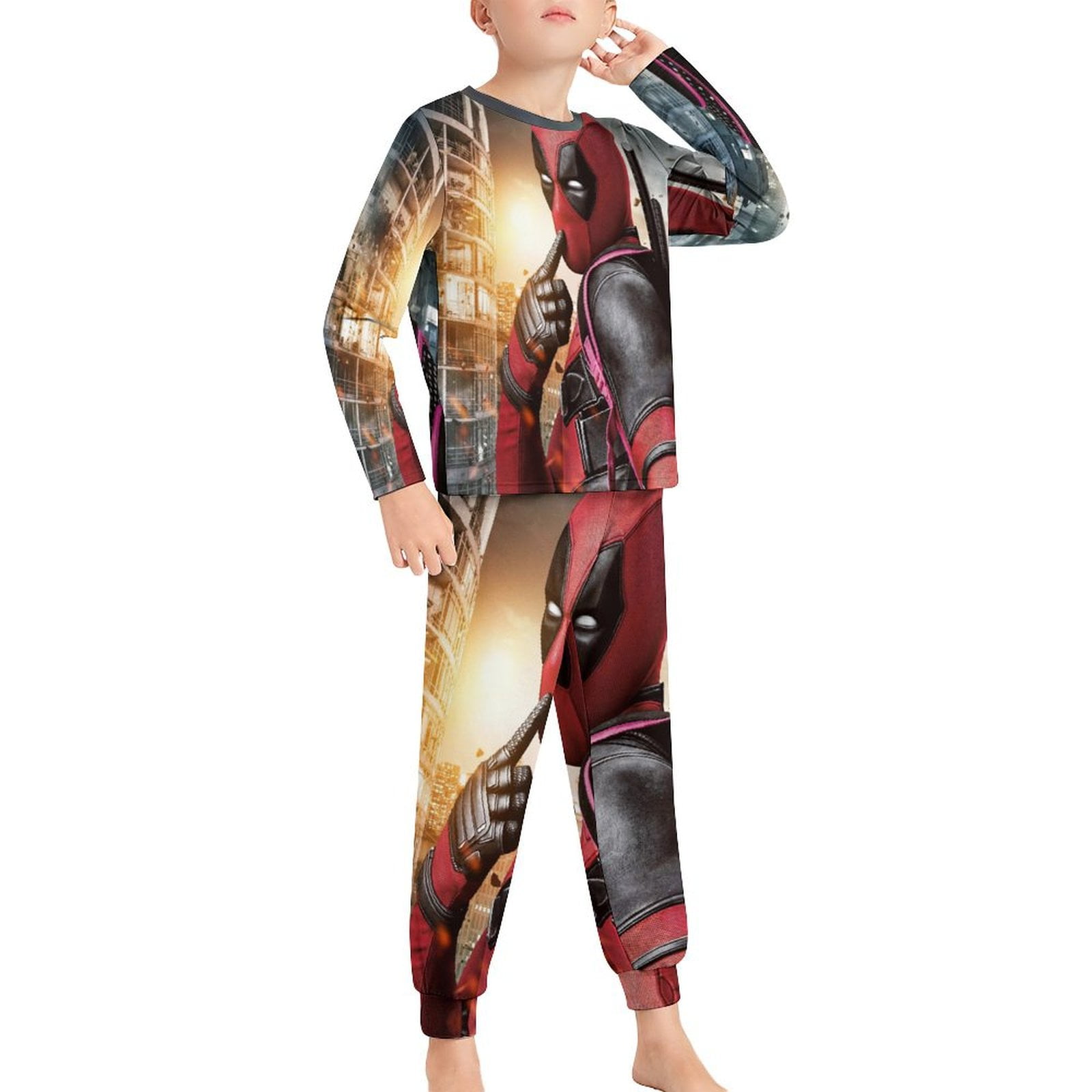 Boys Girls Dead-Poo Costumes Kids Pajamas Set Tee Shirt Pants Set ...