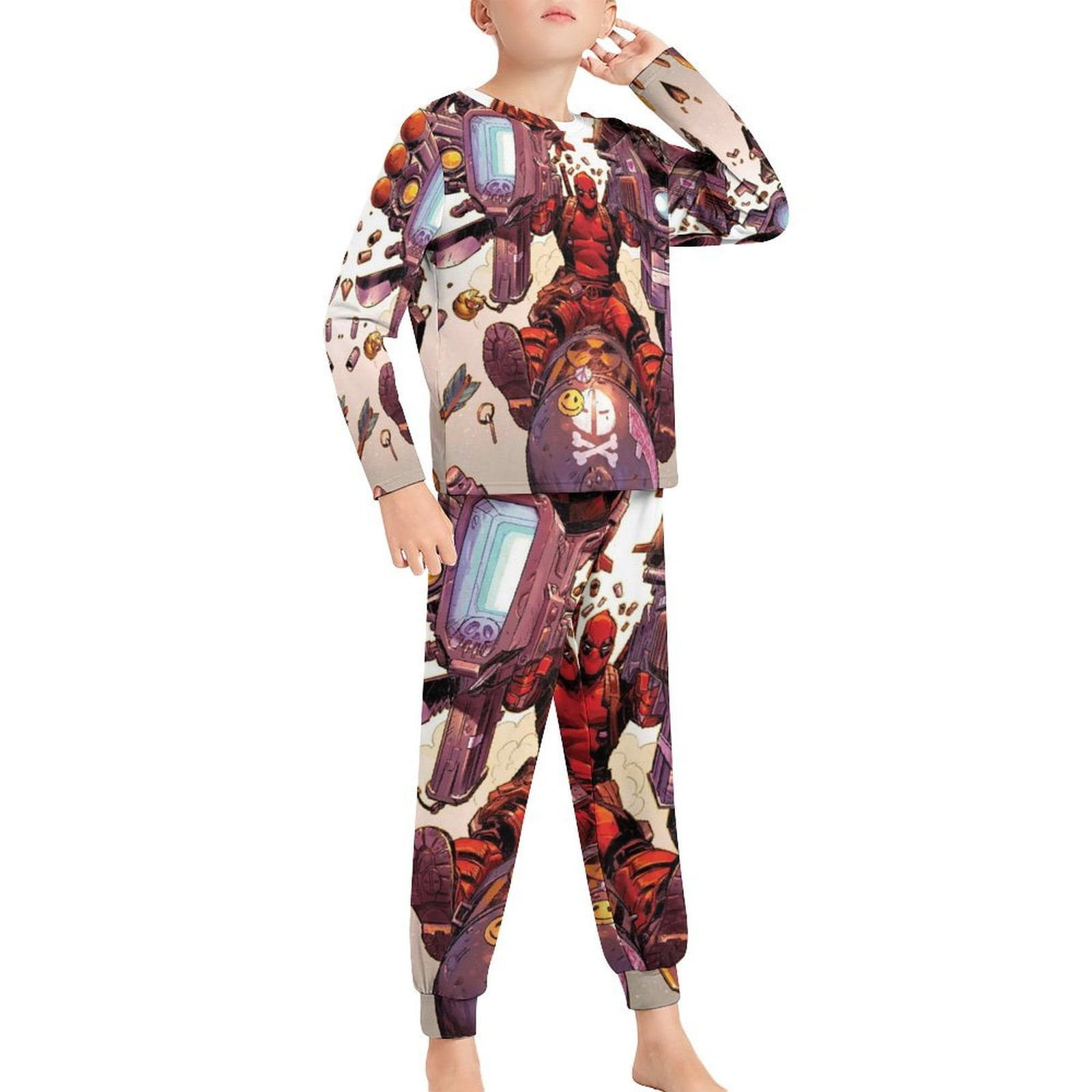 Boys Girls Dead-Poo Costumes Kids Pajamas Set Tee Shirt Pants Set ...