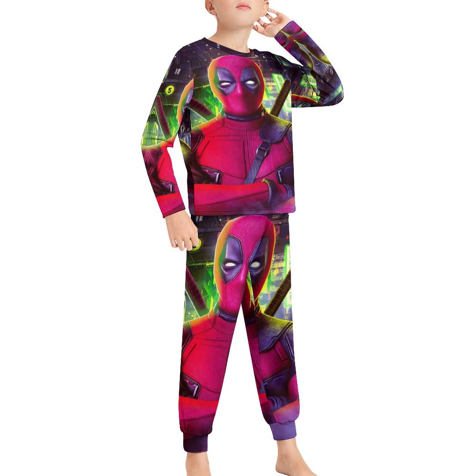 Boys Girls Dead-Poo Costumes Kids Pajamas Set Tee Shirt Pants Set ...