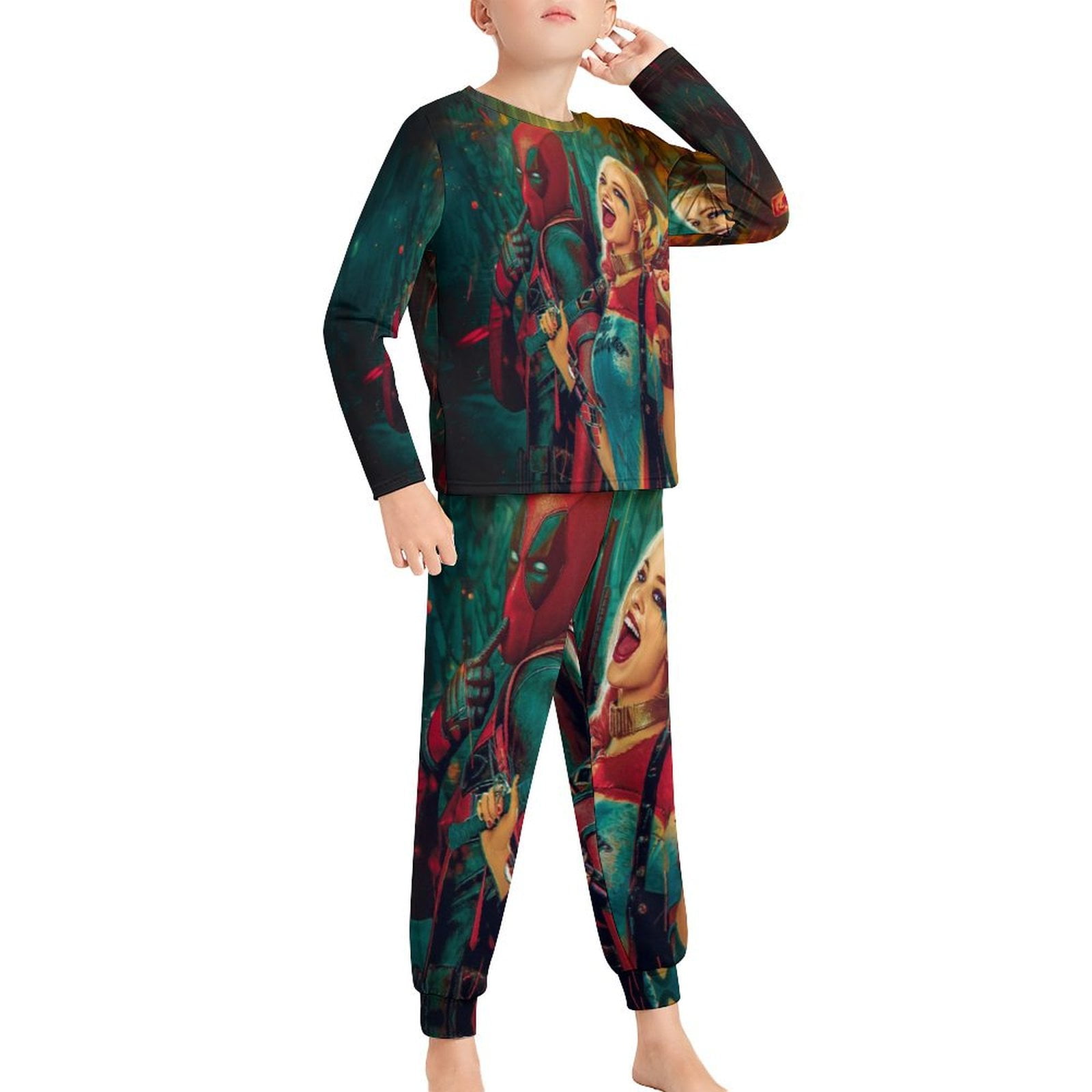Boys Girls Dead-Poo Costumes Kids Pajamas Set Tee Shirt Pants Set ...