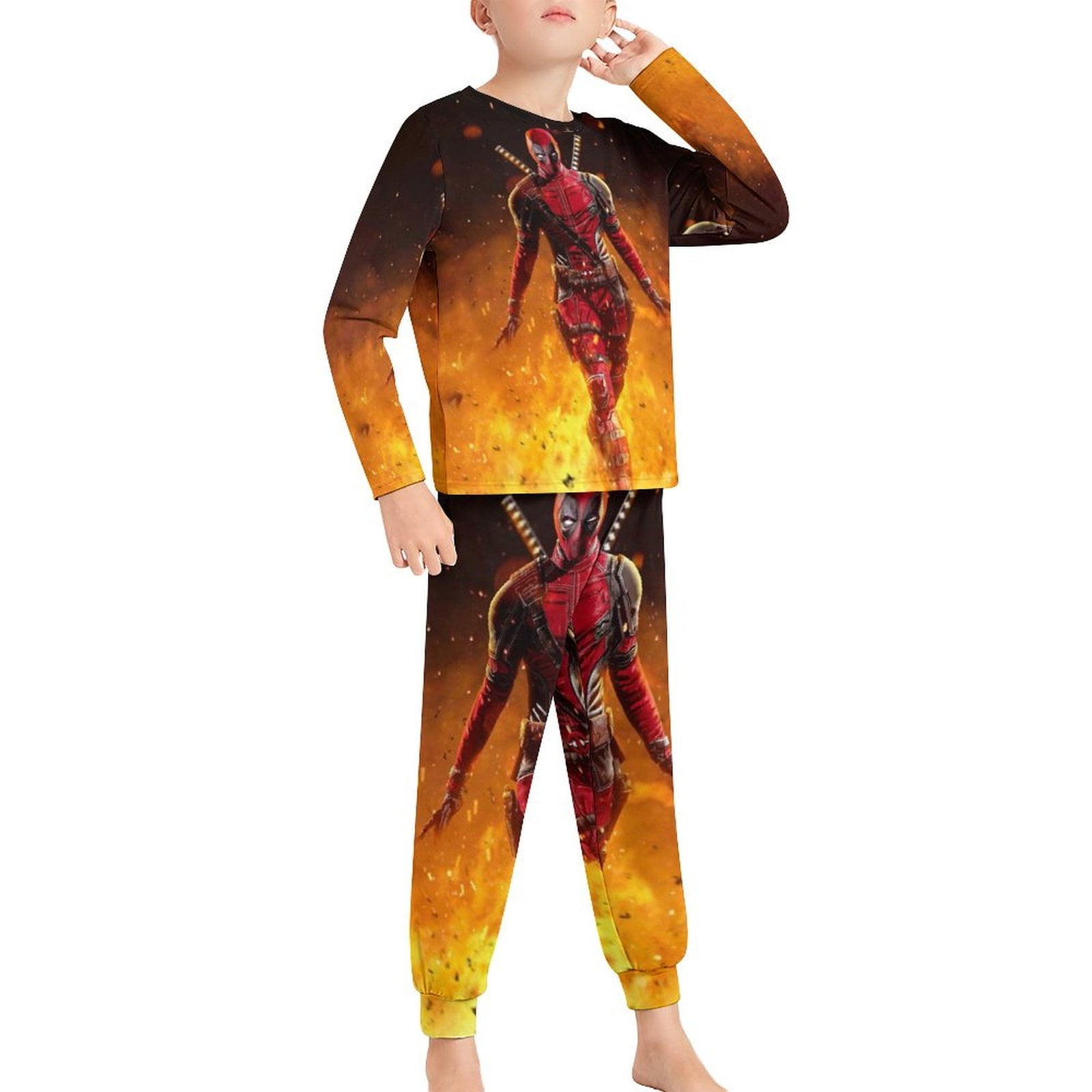 Boys Girls Dead-Poo Costumes Kids Pajamas Set Tee Shirt Pants Set ...