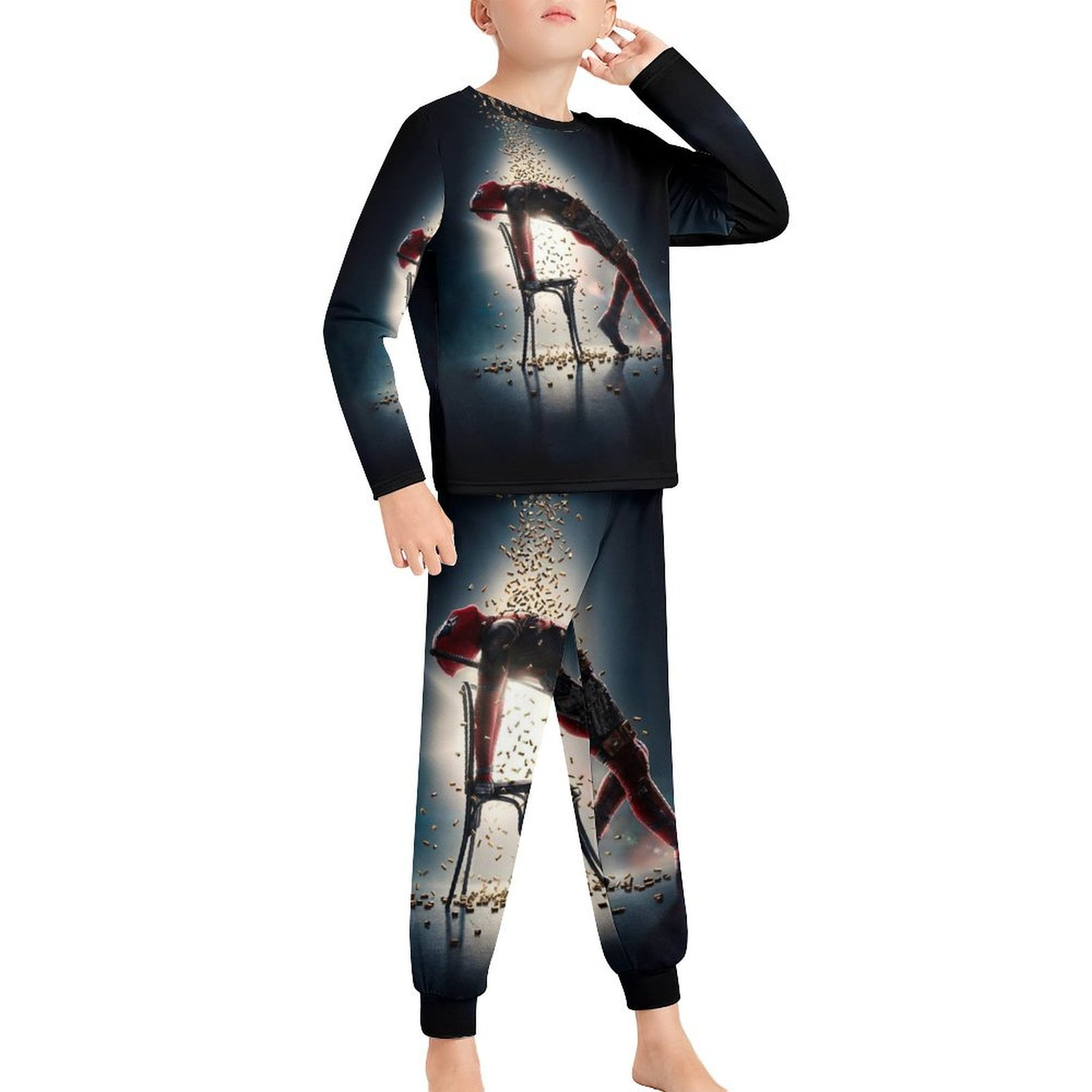 Boys Girls Dead-Poo Costumes Kids Pajamas Set Tee Shirt Pants Set ...