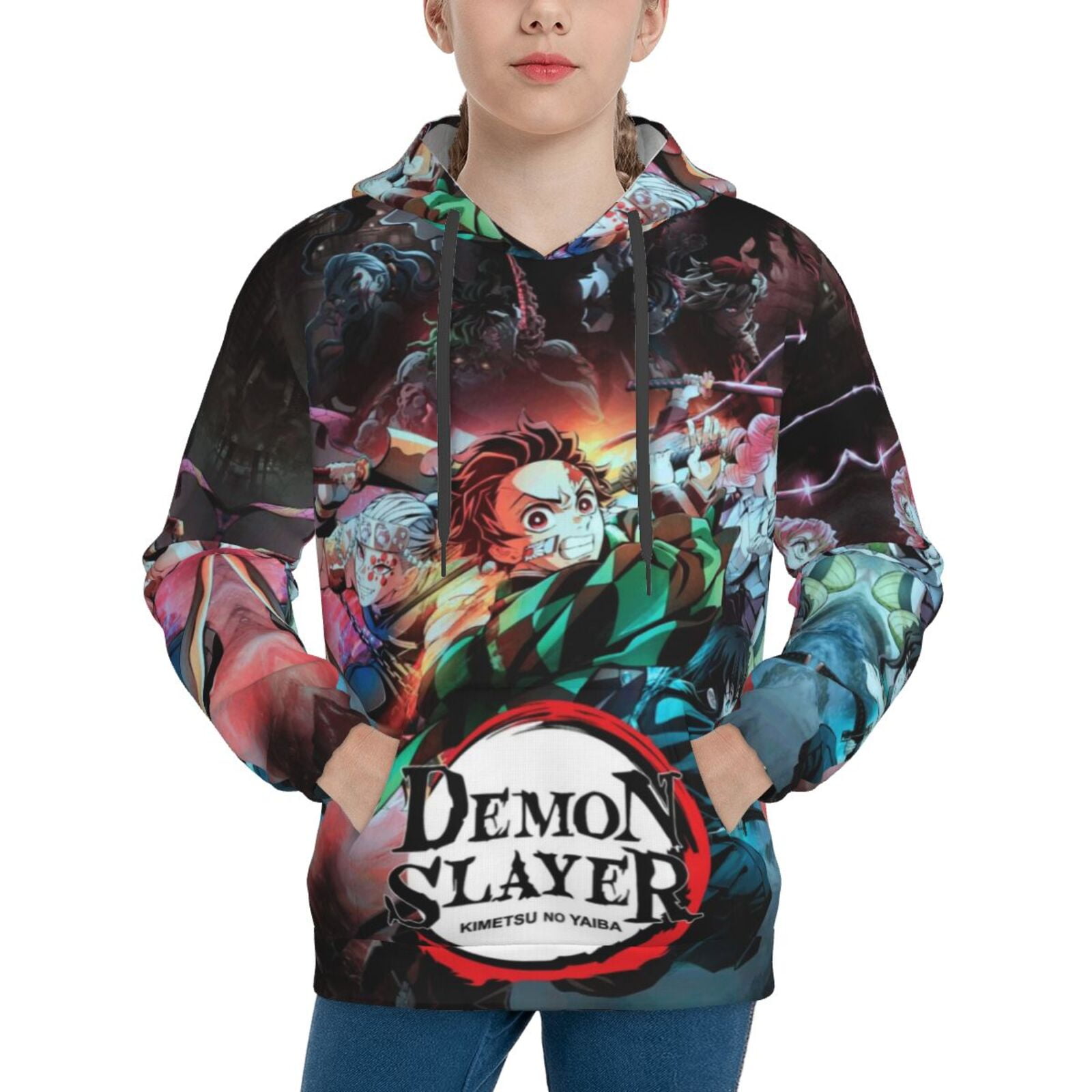 Boys Girls Demon Slayer Hoodie 3D Print Pullover Hooded Long Sleeve ...