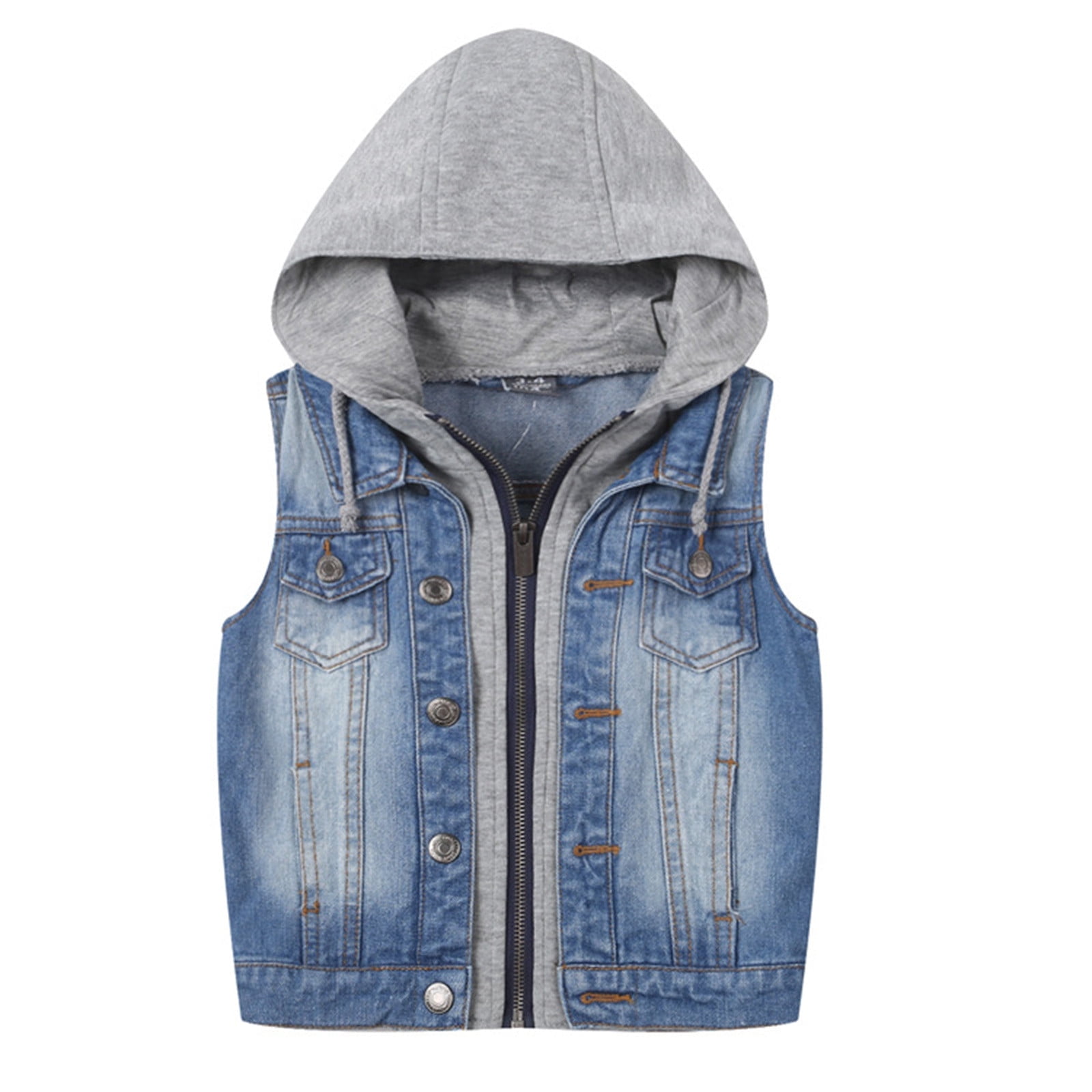 Boys Girls Denim Vest Button Down Fashion Sleeveless Jean Jacket ...