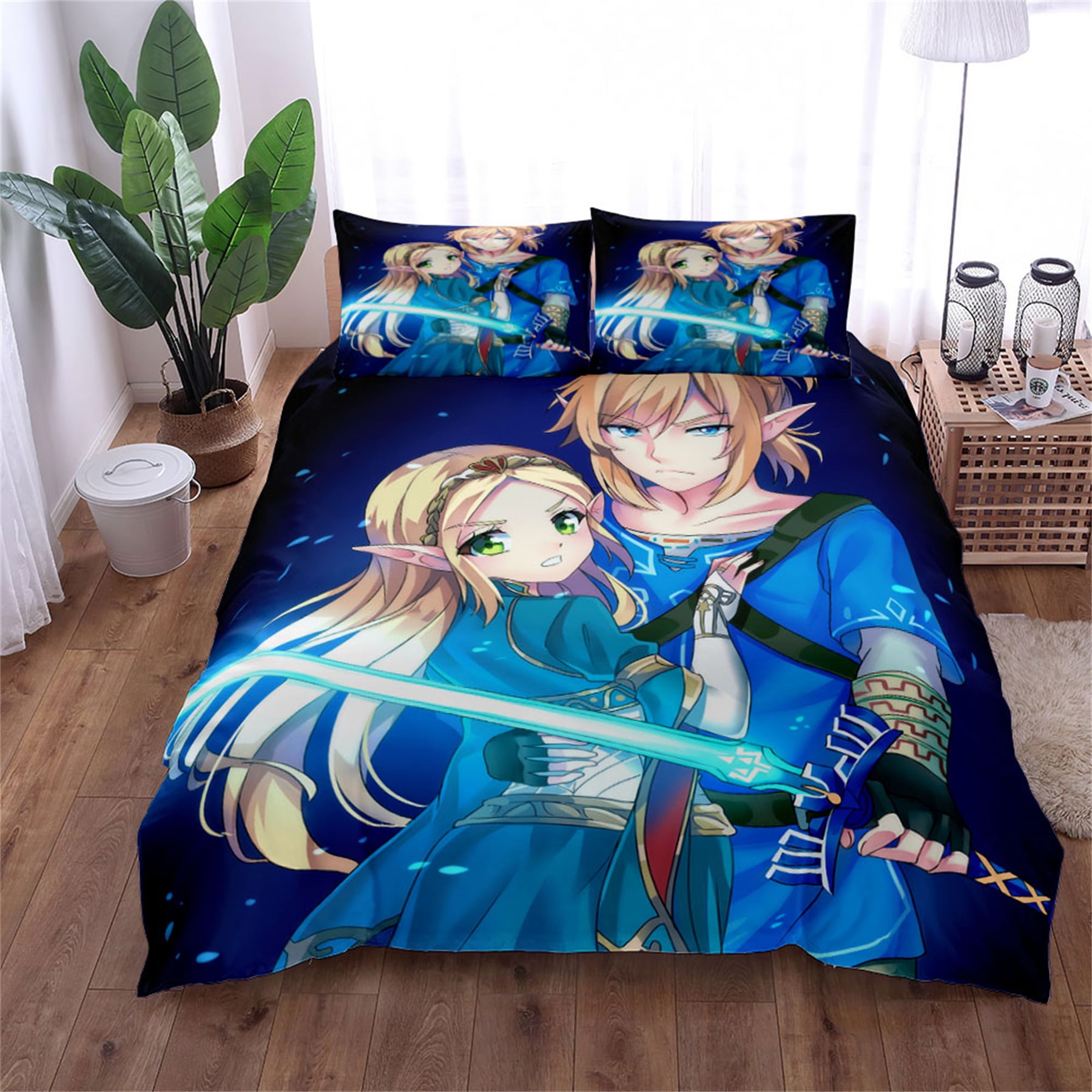 Boys Girls Duvet Cover Set Queen Size 3Pcs The Legend of Zelda Bedding ...