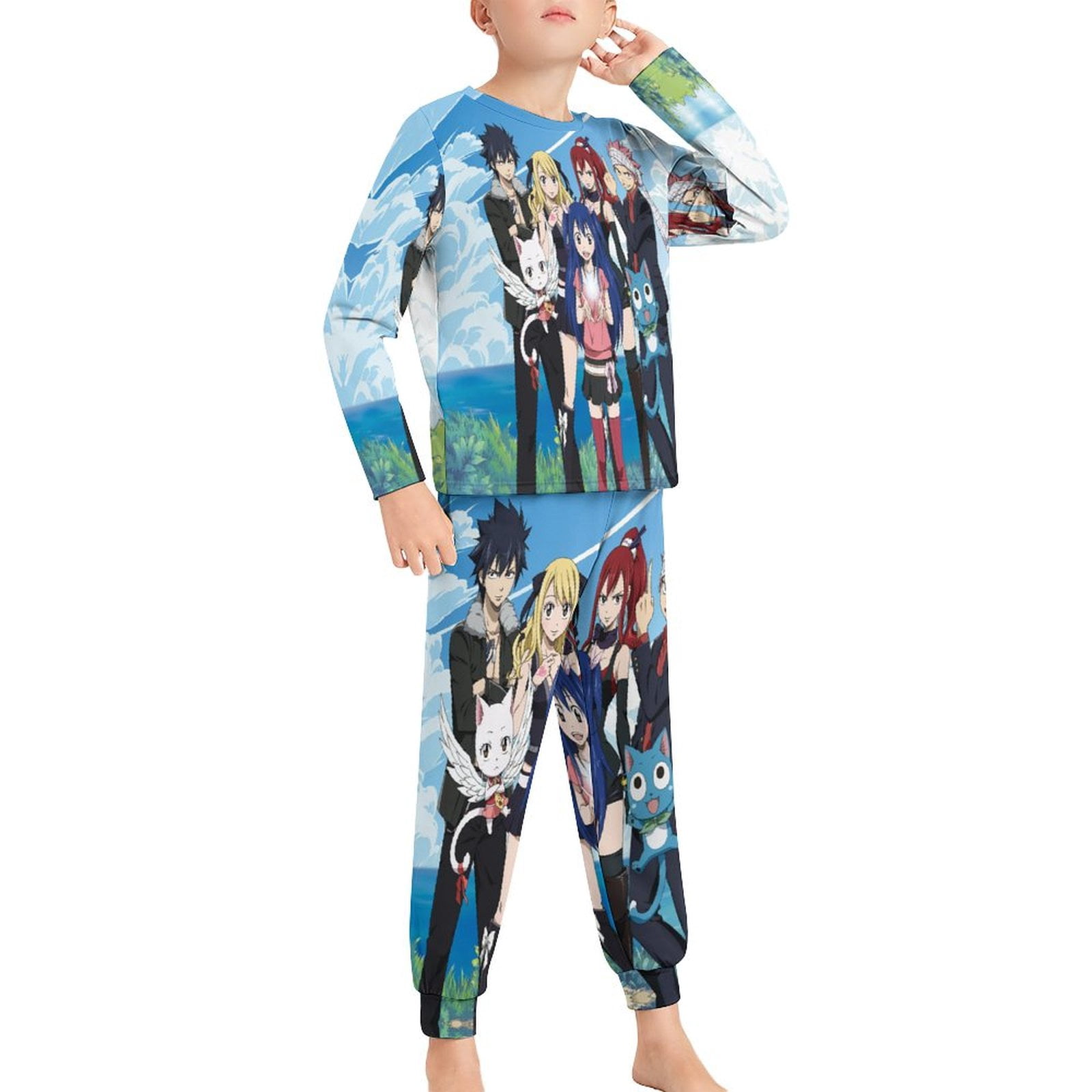 Boys Girls Fairy Tail Costumes Kids Pajamas Set Tee Shirt Pants Set ...