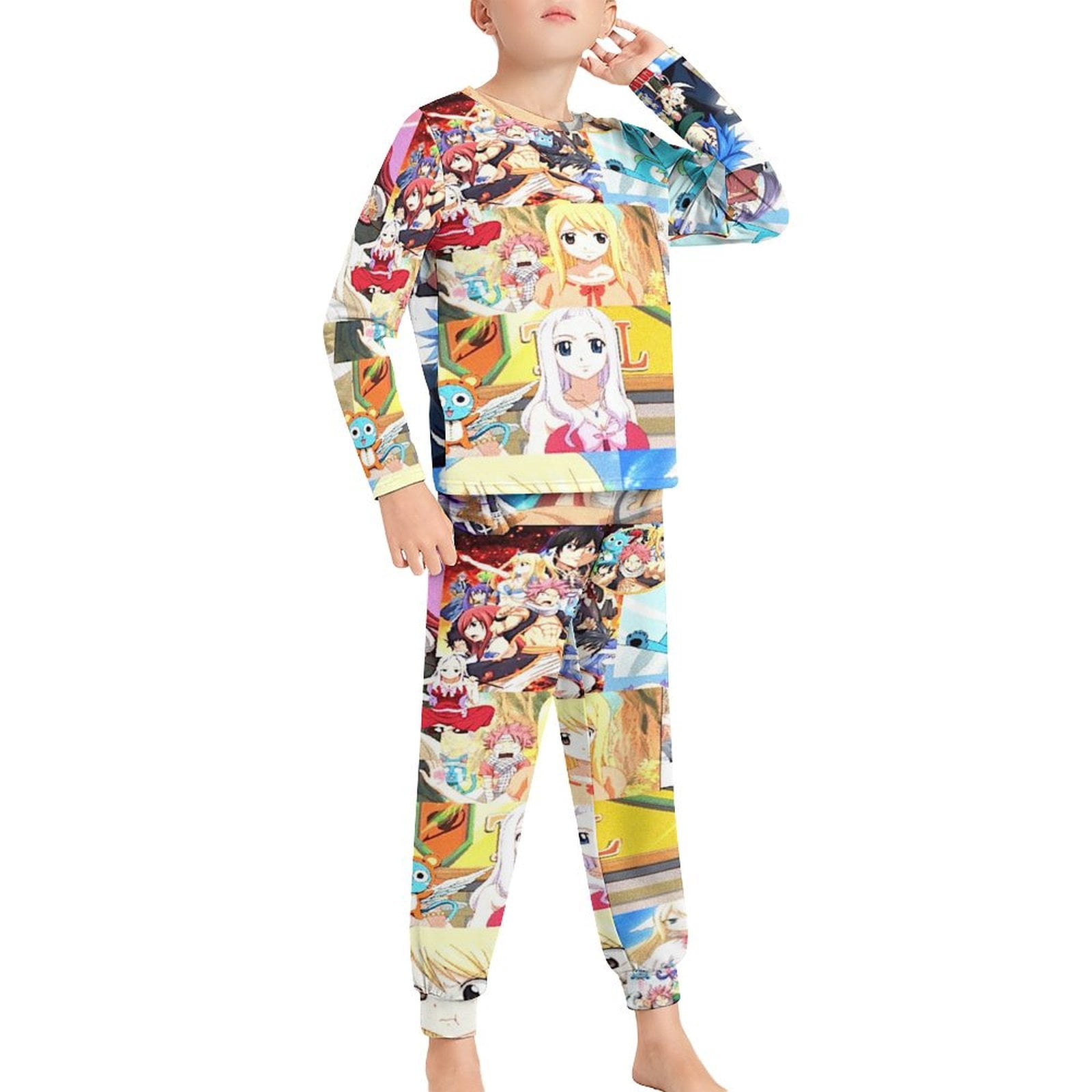Boys Girls Fairy Tail Costumes Kids Pajamas Set Tee Shirt Pants Set ...