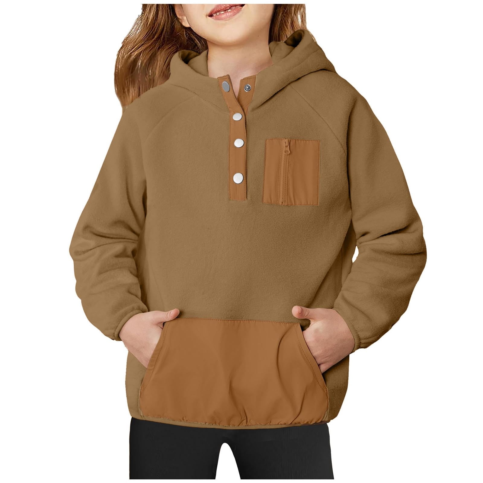Boys & Girls Fleece Hoodies with Front Pocket Size 5-14 Pullover Sherpa ...