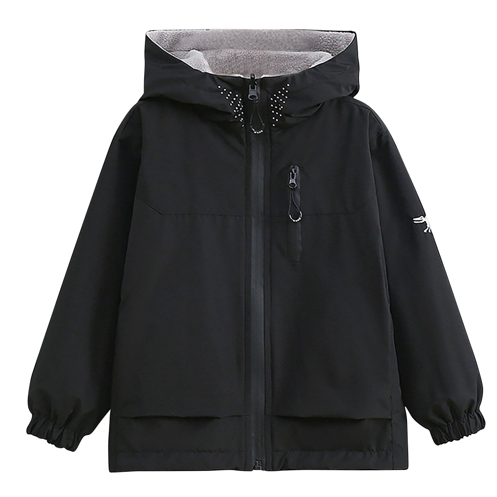 Boys Girls Fleece Lined Rain Jacket Lightweight Hooded Raincoat ...