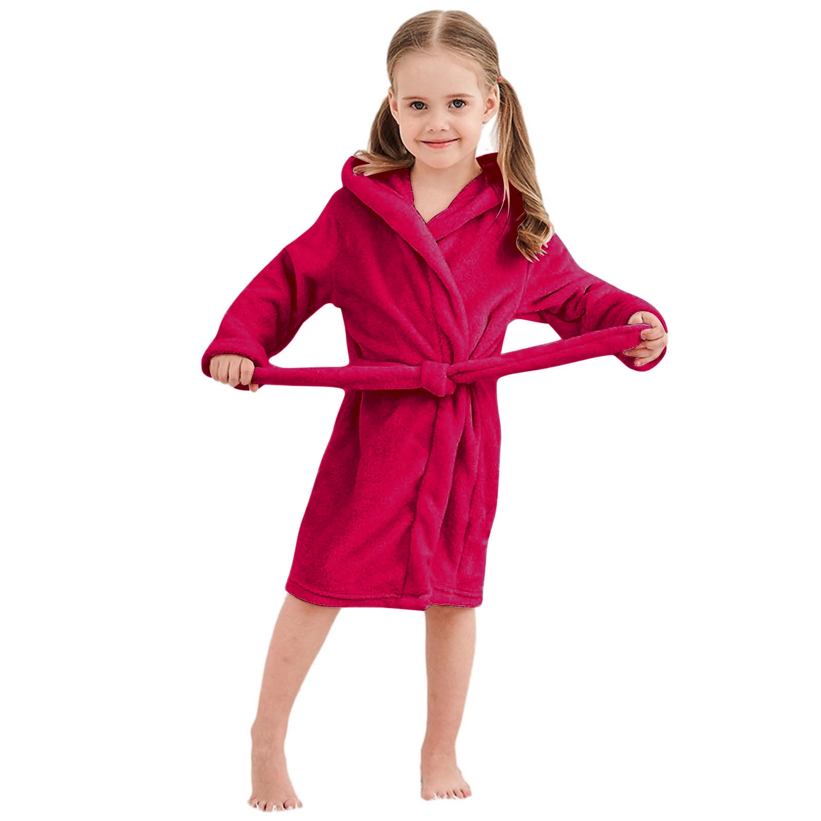 Boys Girls Fleece Robes Hooded Warm Bath Robe for Kids Soft Fuzzy ...