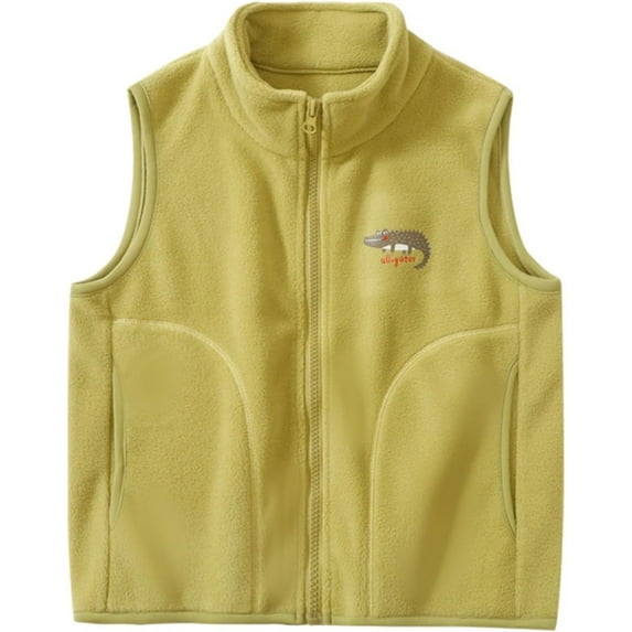 Boys Girls Fleece Vest Jacket Ligntweight Plain Full Zipper Sleeveless ...