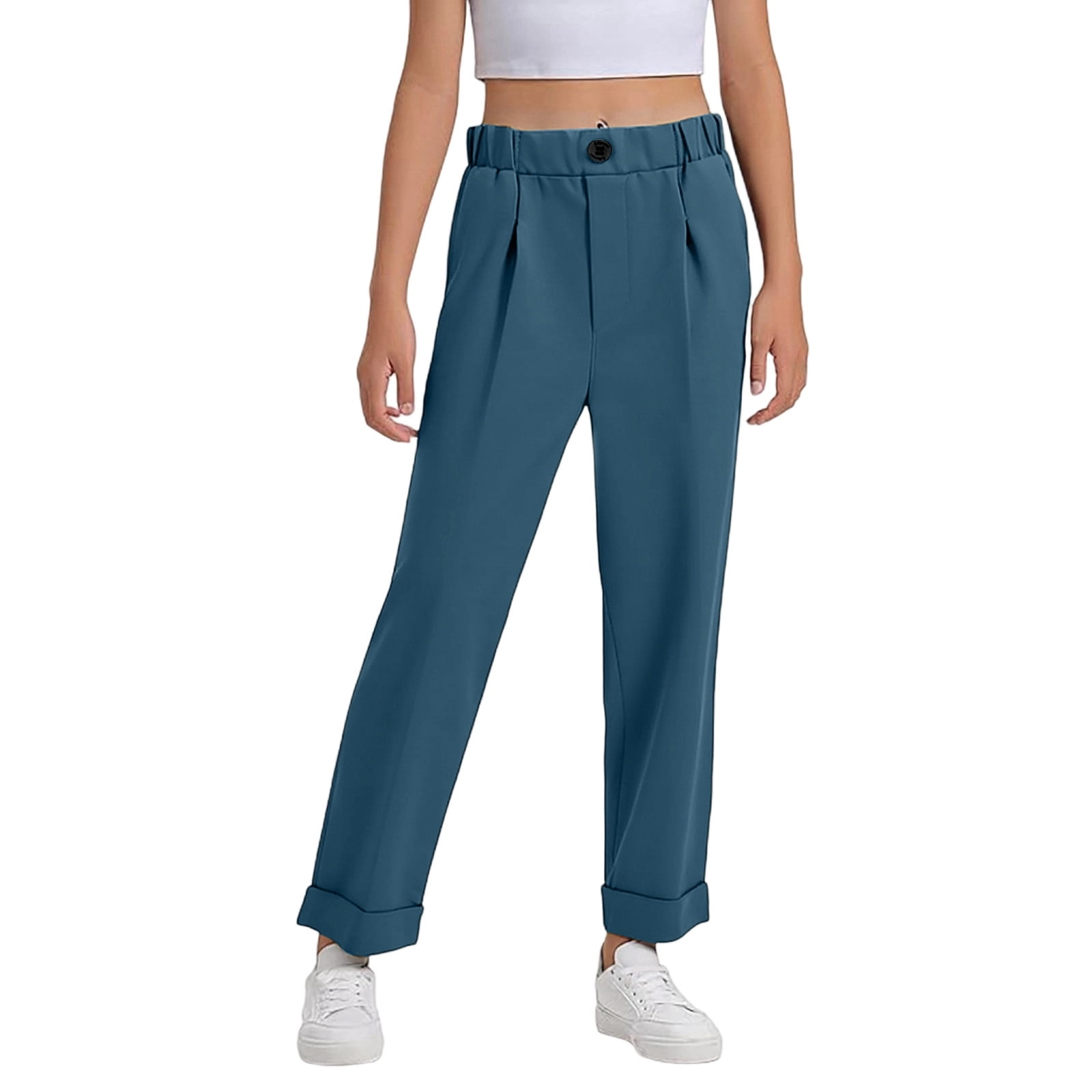 Boys Girls Formal Dress Pants | Elastic Waist Straight Leg Trousers ...