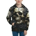 Boys Girls Full Zip Hoodies Kids Zipper Hooded Sweatshirt, Death Skull ...