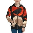 Boys Girls Full Zip Hoodies Kids Zipper Hooded Sweatshirt, Raven Skull ...
