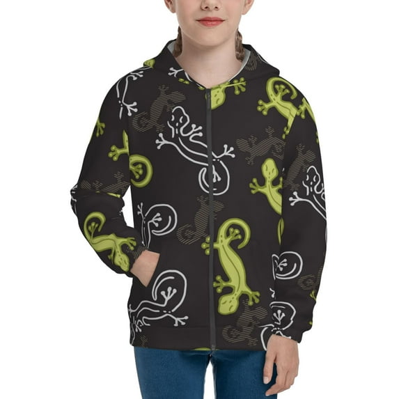Boys Girls Full Zip Hoodies Kids Zipper Hooded Sweatshirt, Wild Lizard ...