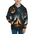 Boys Girls Full Zip Hoodies Kids Zipper Hooded Sweatshirt, Wolf Howling ...