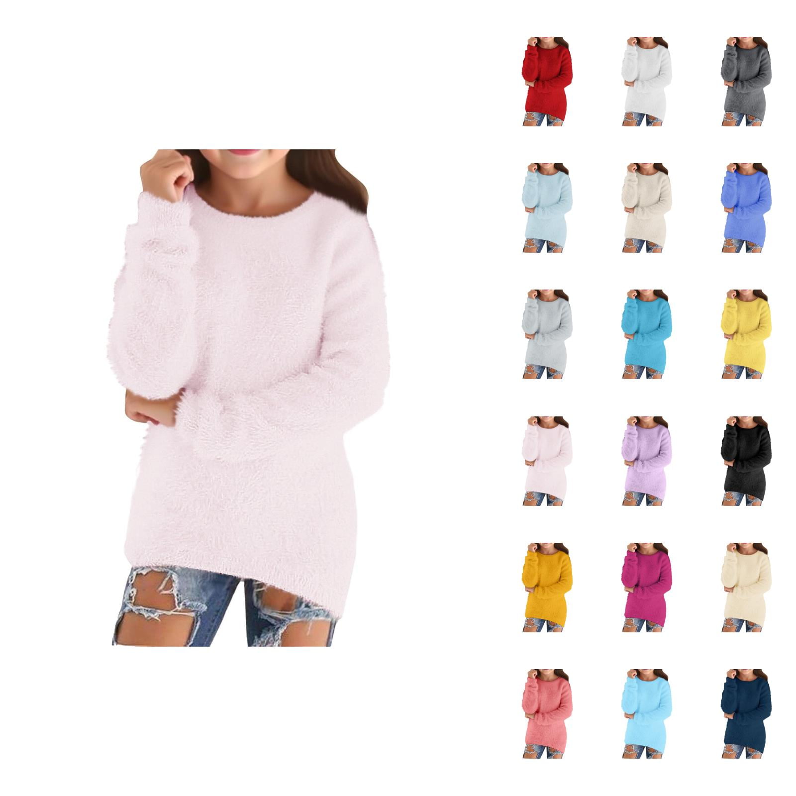 Boys Girls Furry Sweaters 2025 Casual Fall Winter Long Sleeve Loose ...