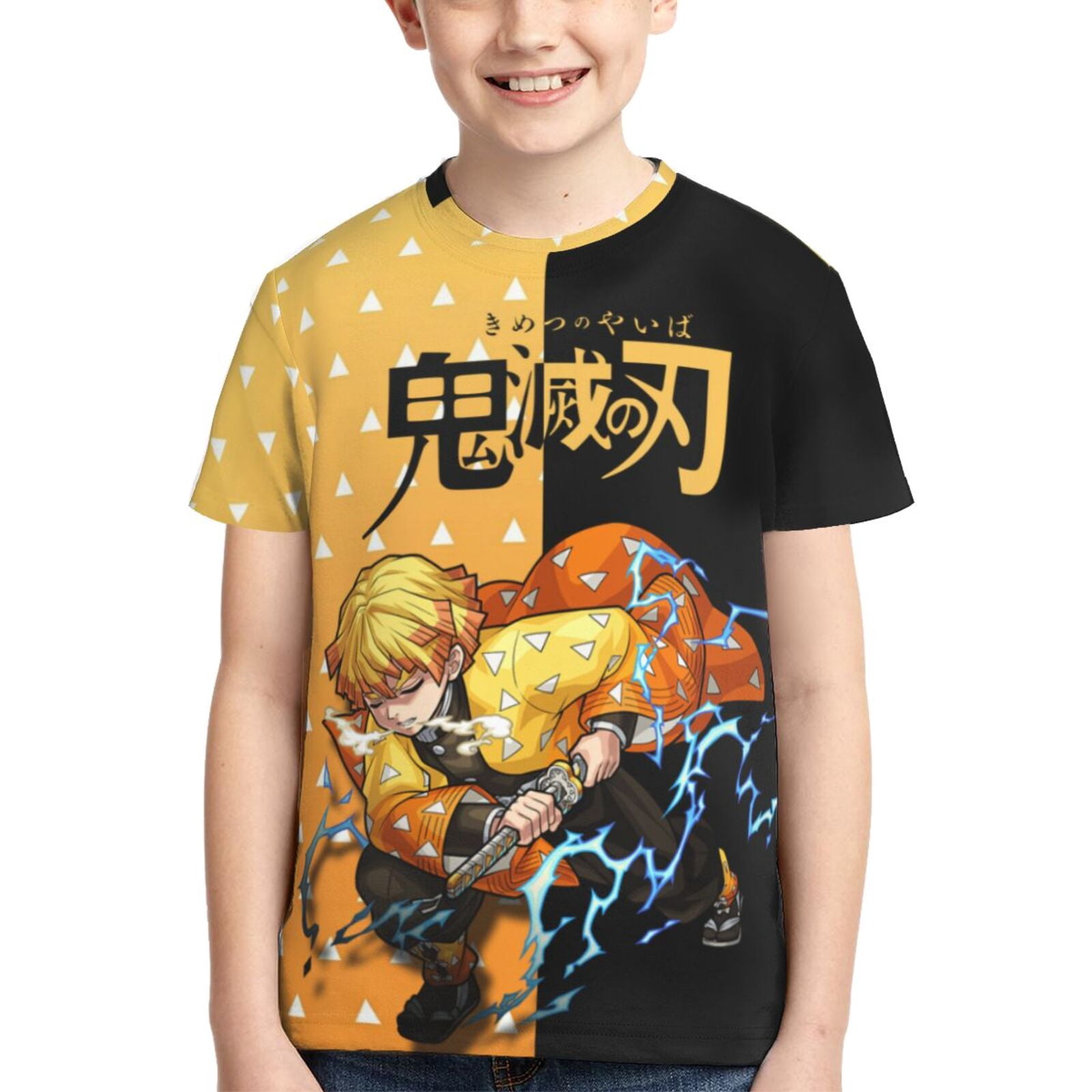 Boys Girls Game Demon Slayer Zenitsu T-Shirts Youth 3D Print Short ...