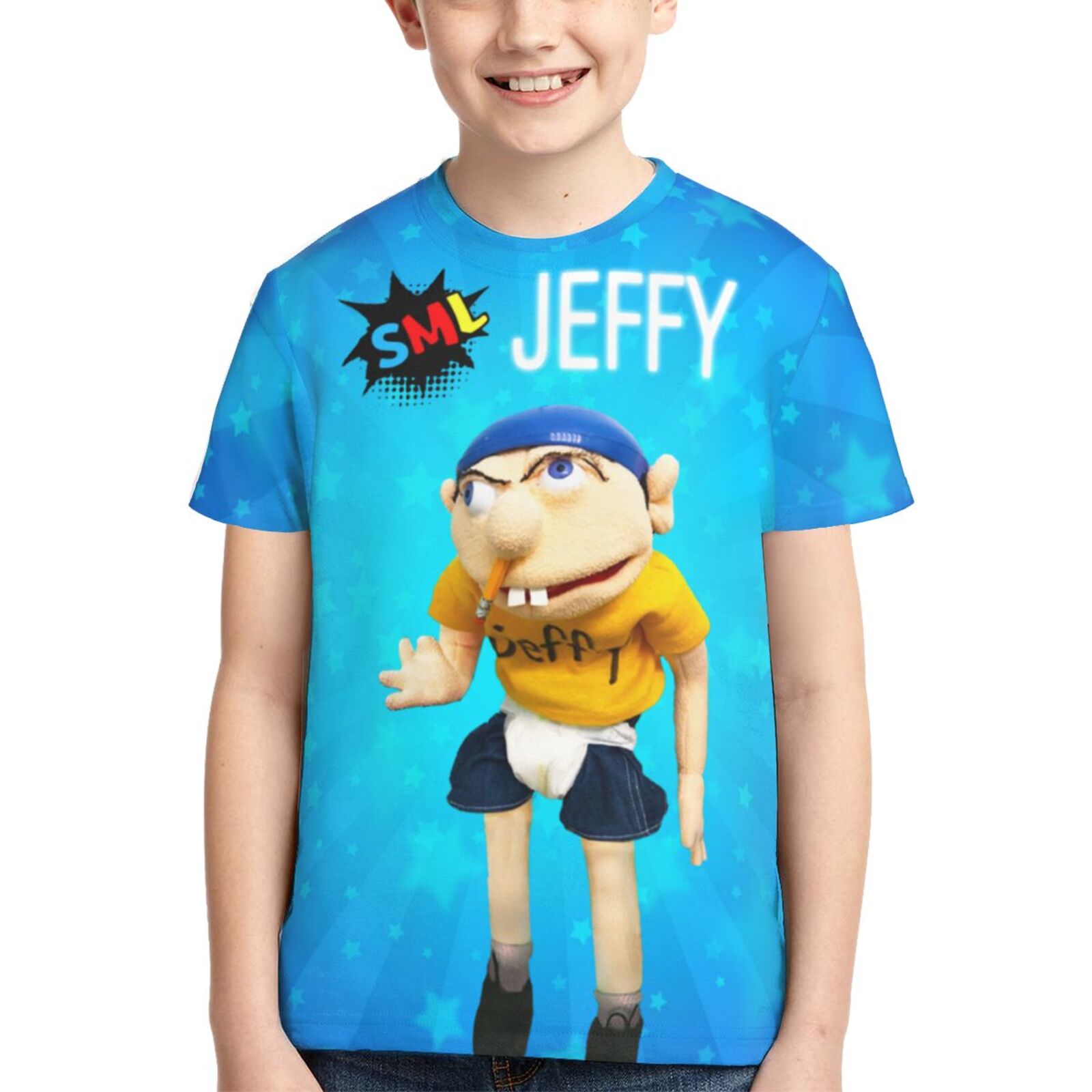 Boys Girls Game SML Jeffy T-Shirts Youth 3D Print Short Sleeve Shirts Kid's Novelty Shirt ...