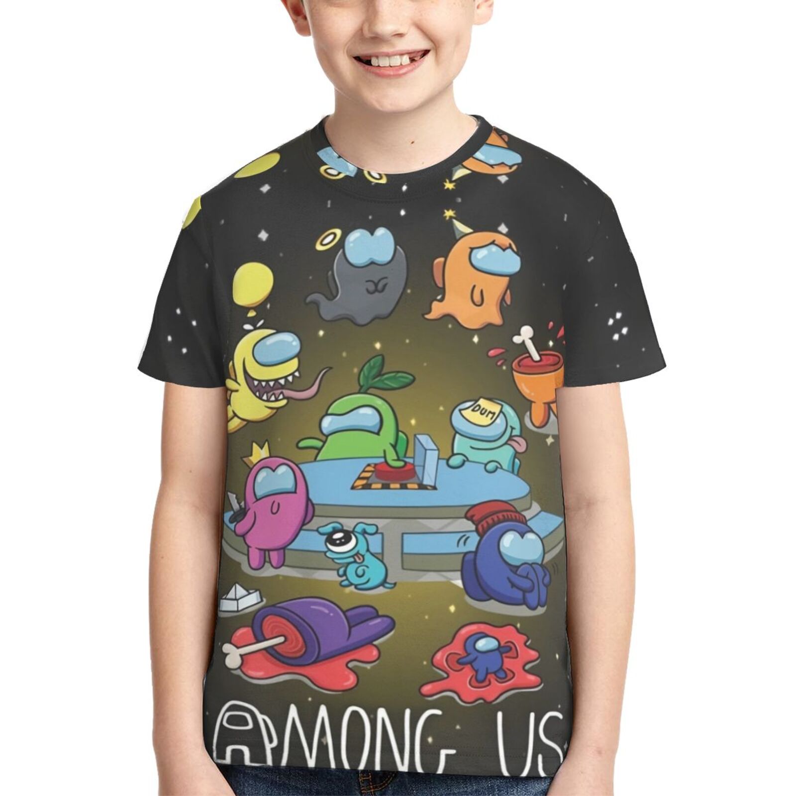 Boys Girls Gaming Among-Us Imposter Crewmate T-Shirt Crewneck Short ...