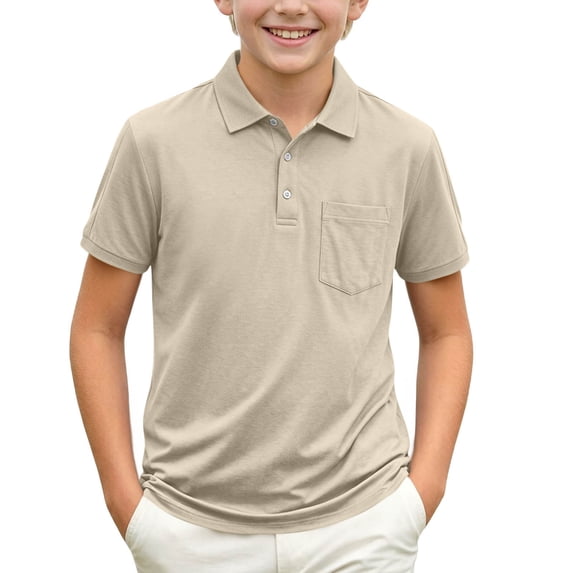 Boys Girls Golf Shirts Collared Short Sleeve Button Tee Kids Summer ...