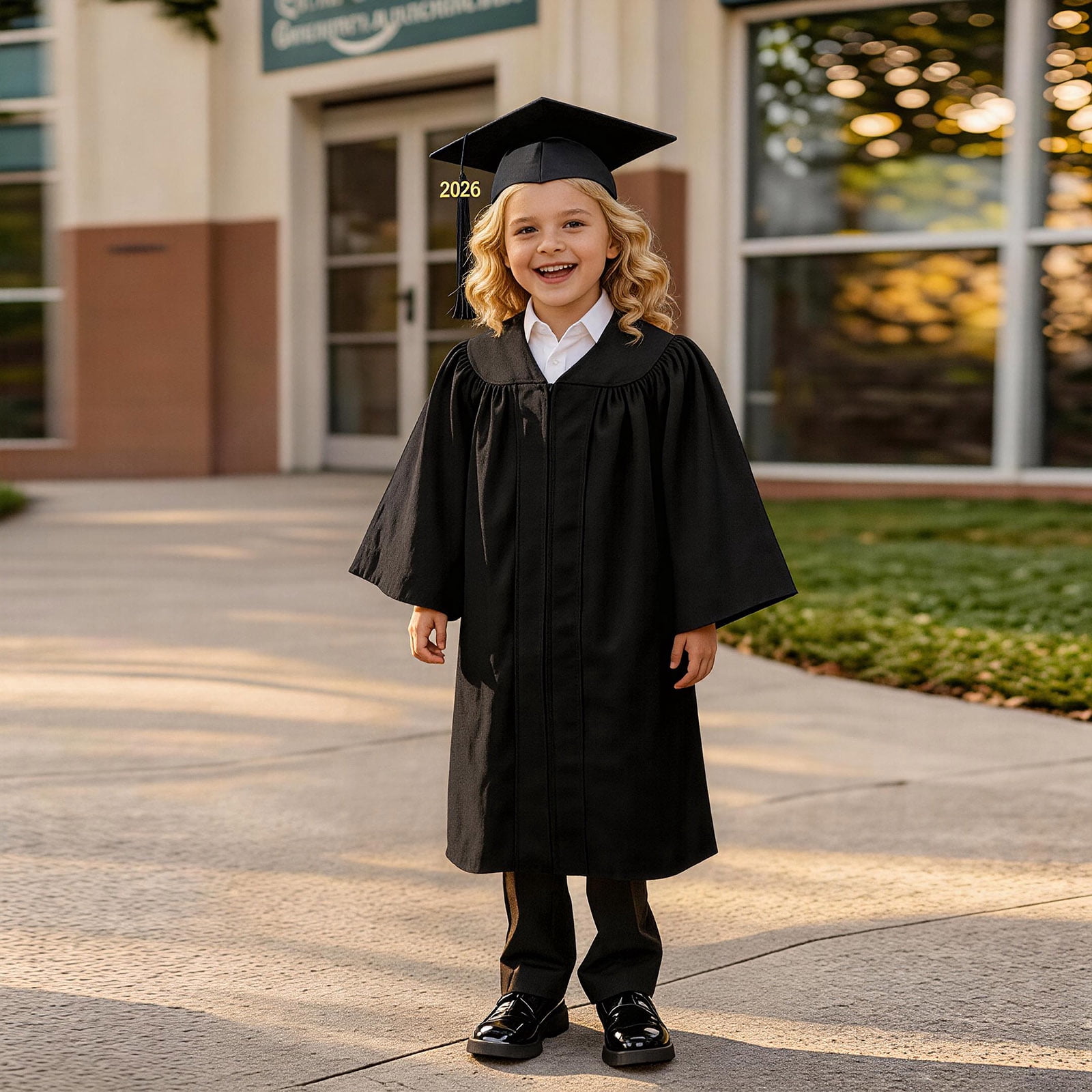 Boys Girls Graduation Cap And Gown With 2026 Tassel Black Graduation ...
