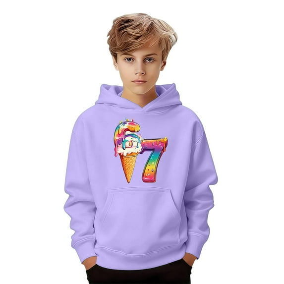 Boys Girls Graphic Print Hooded Sweatshirt Casual Pullover Jacket With ...
