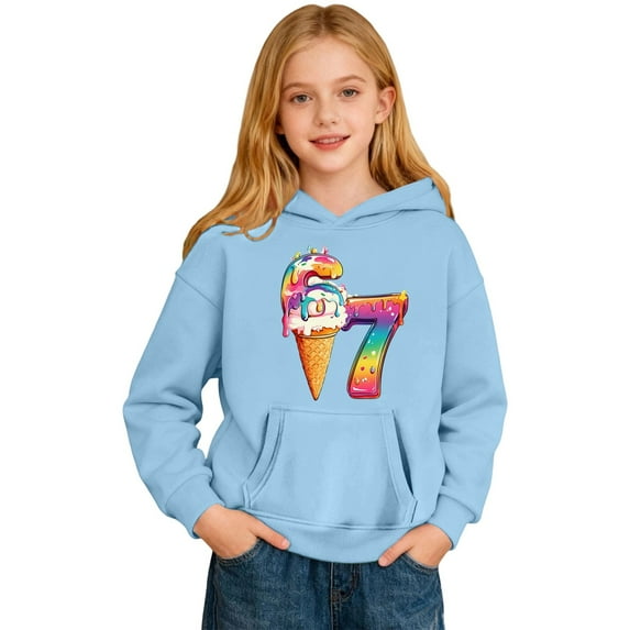 Boys Girls Graphic Print Hooded Sweatshirt Casual Pullover Jacket With ...