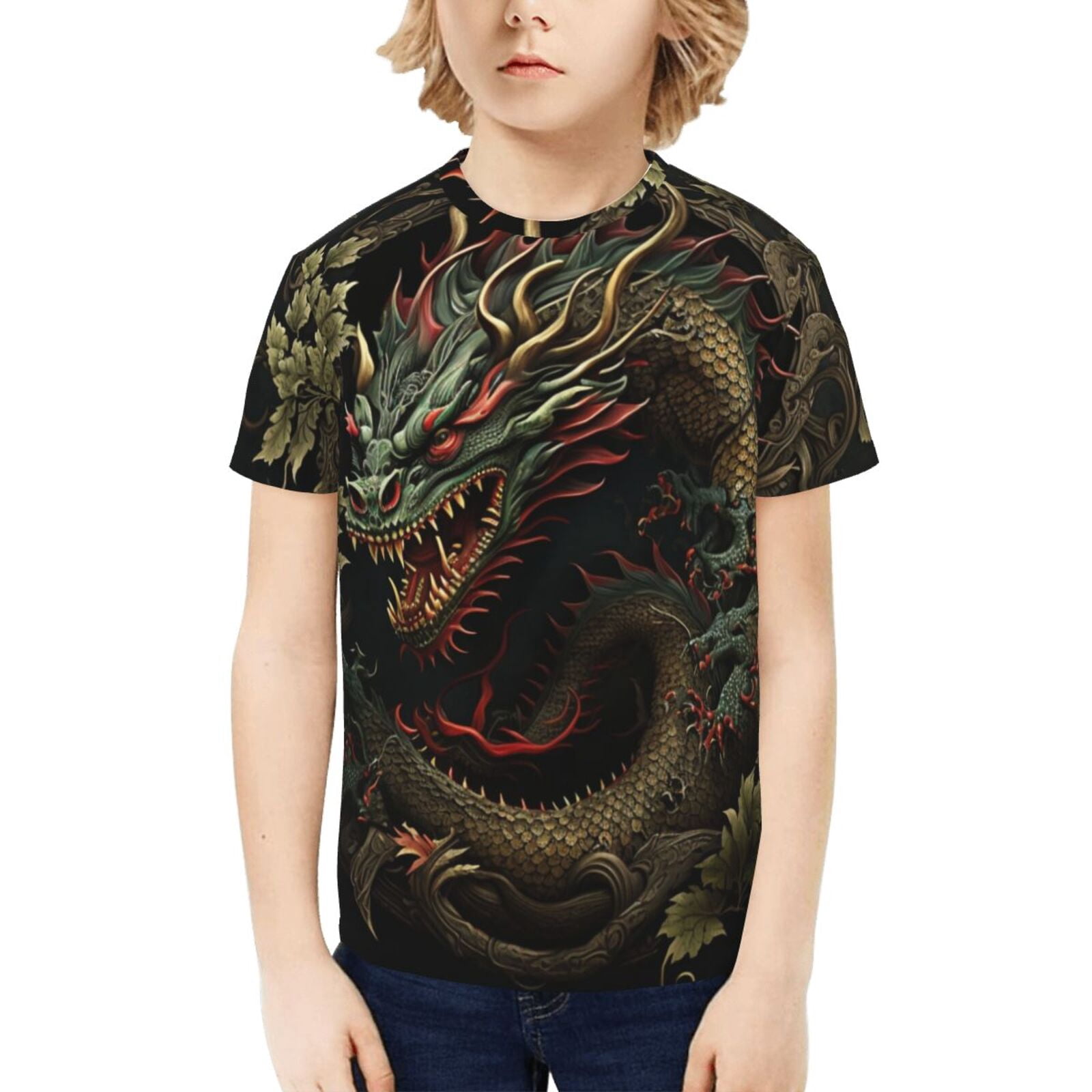 Boys Girls Graphic Shirts T-Shirt Unisex Short Sleeve Top Tees, Dragon ...