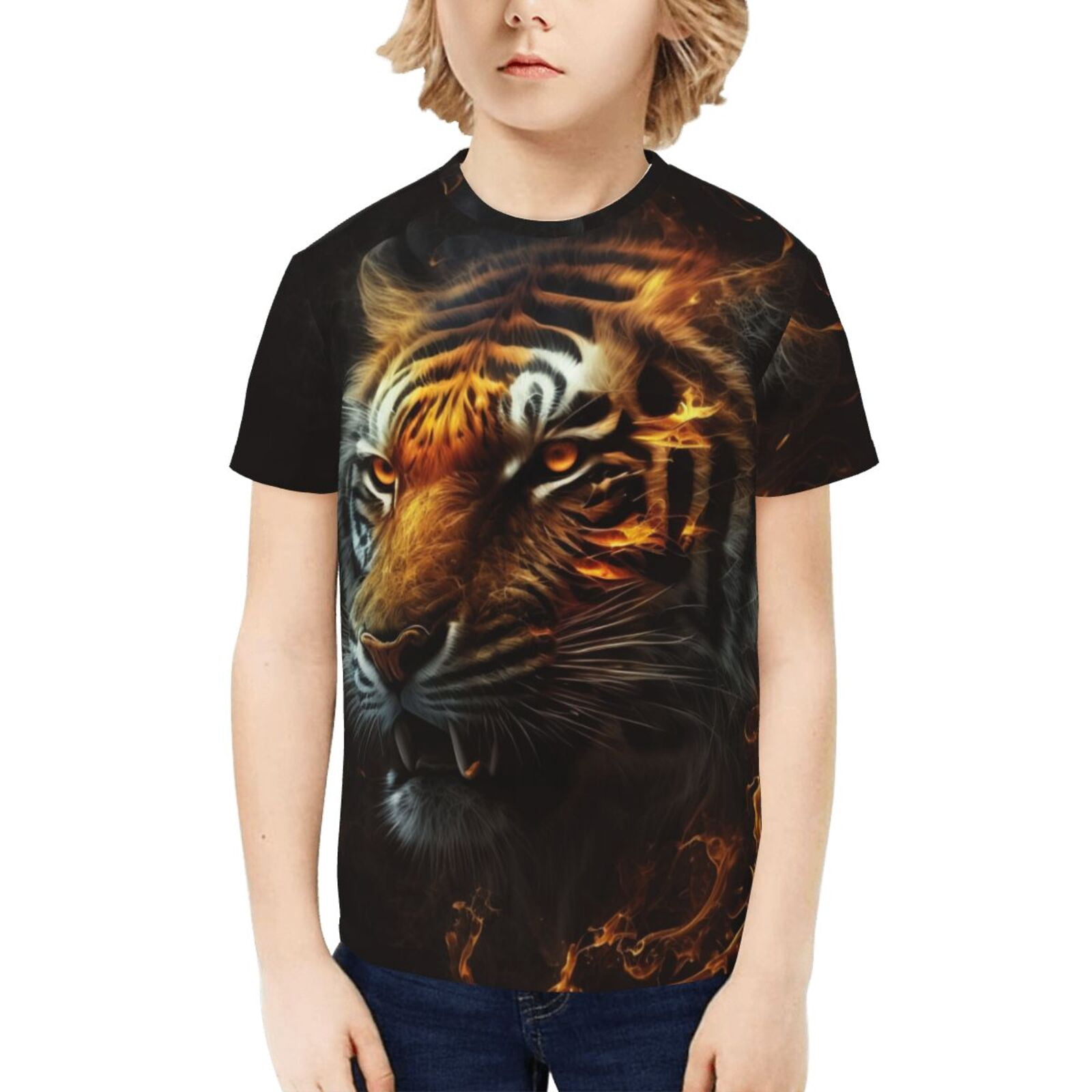 Boys Girls Graphic Shirts T-Shirt Unisex Short Sleeve Top Tees, Fire ...