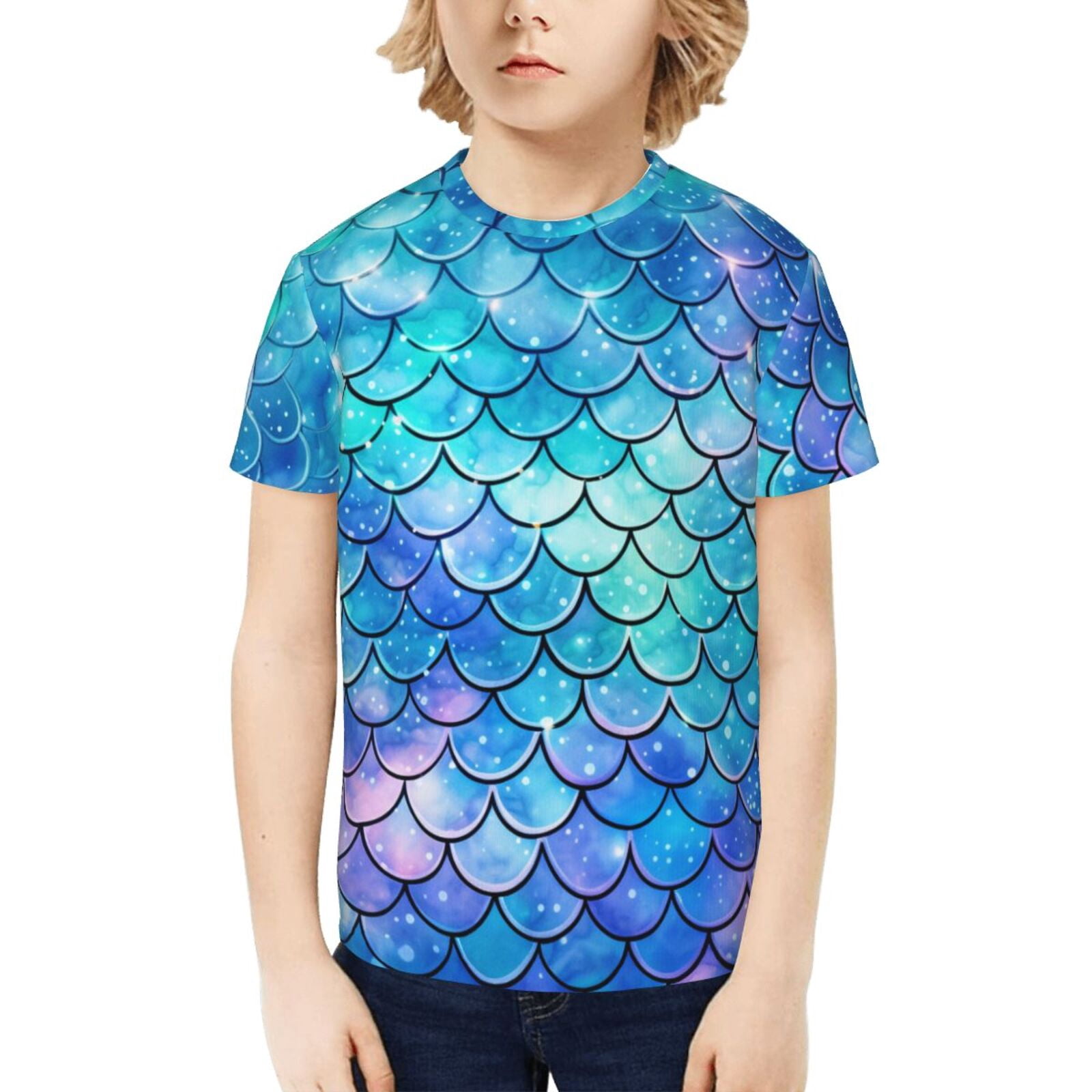 Boys Girls Graphic Shirts T-Shirt Unisex Short Sleeve Top Tees, Mermaid ...