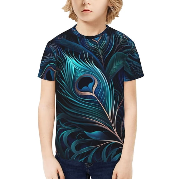 Boys Girls Graphic Shirts T-Shirt Unisex Short Sleeve Top Tees, Peacock ...
