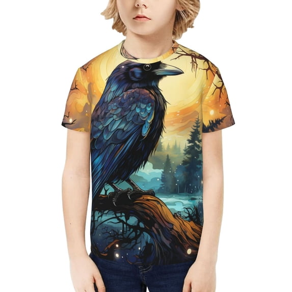 Boys Girls Graphic Shirts T-Shirt Unisex Short Sleeve Top Tees, Raven ...