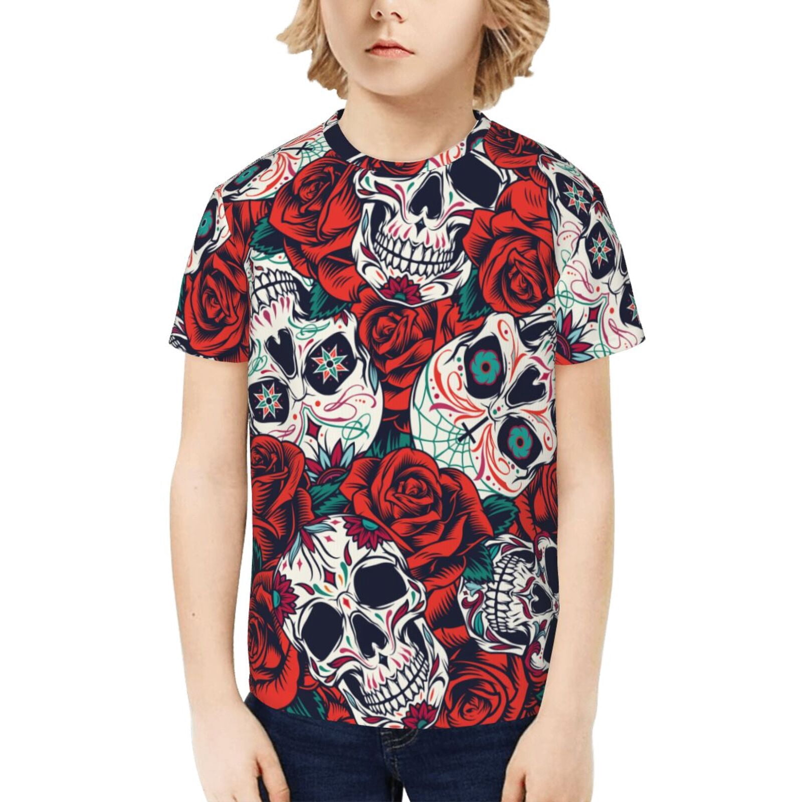 Boys Girls Graphic Shirts T-Shirt Unisex Short Sleeve Top Tees, Red ...