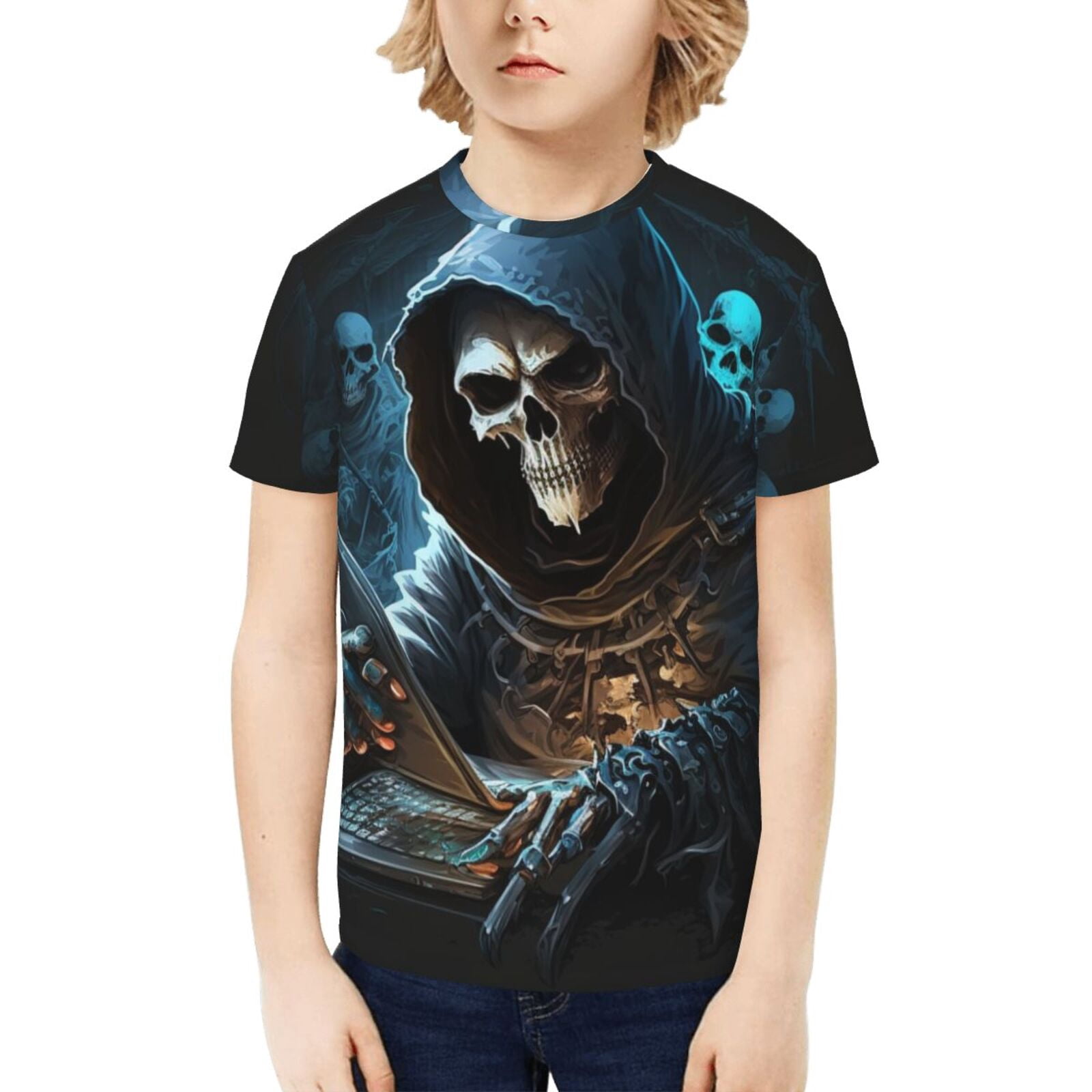 Boys Girls Graphic Shirts T-Shirt Unisex Short Sleeve Top Tees, Skull ...