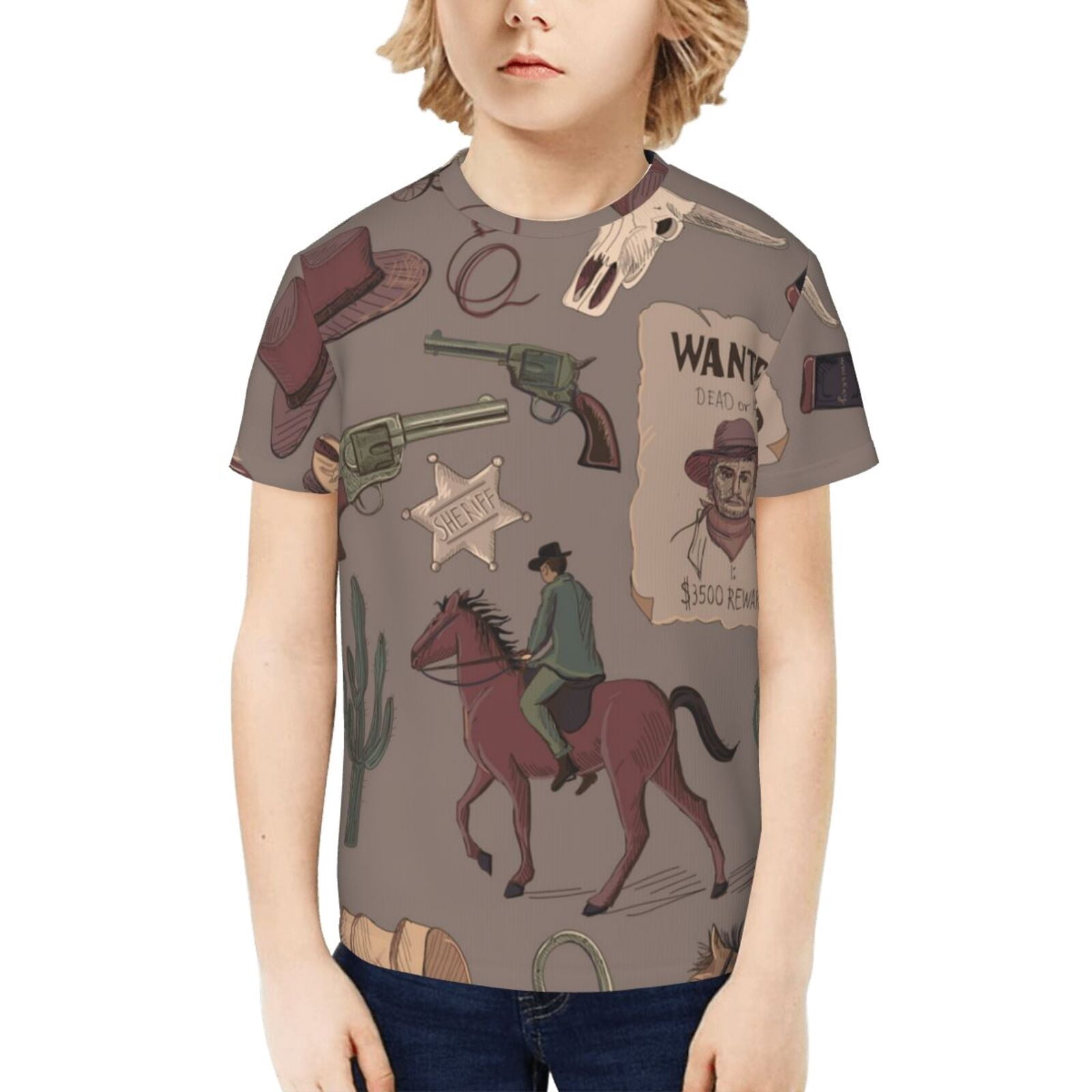 Boys Girls Graphic Shirts T-Shirt Unisex Short Sleeve Top Tees, Wild ...