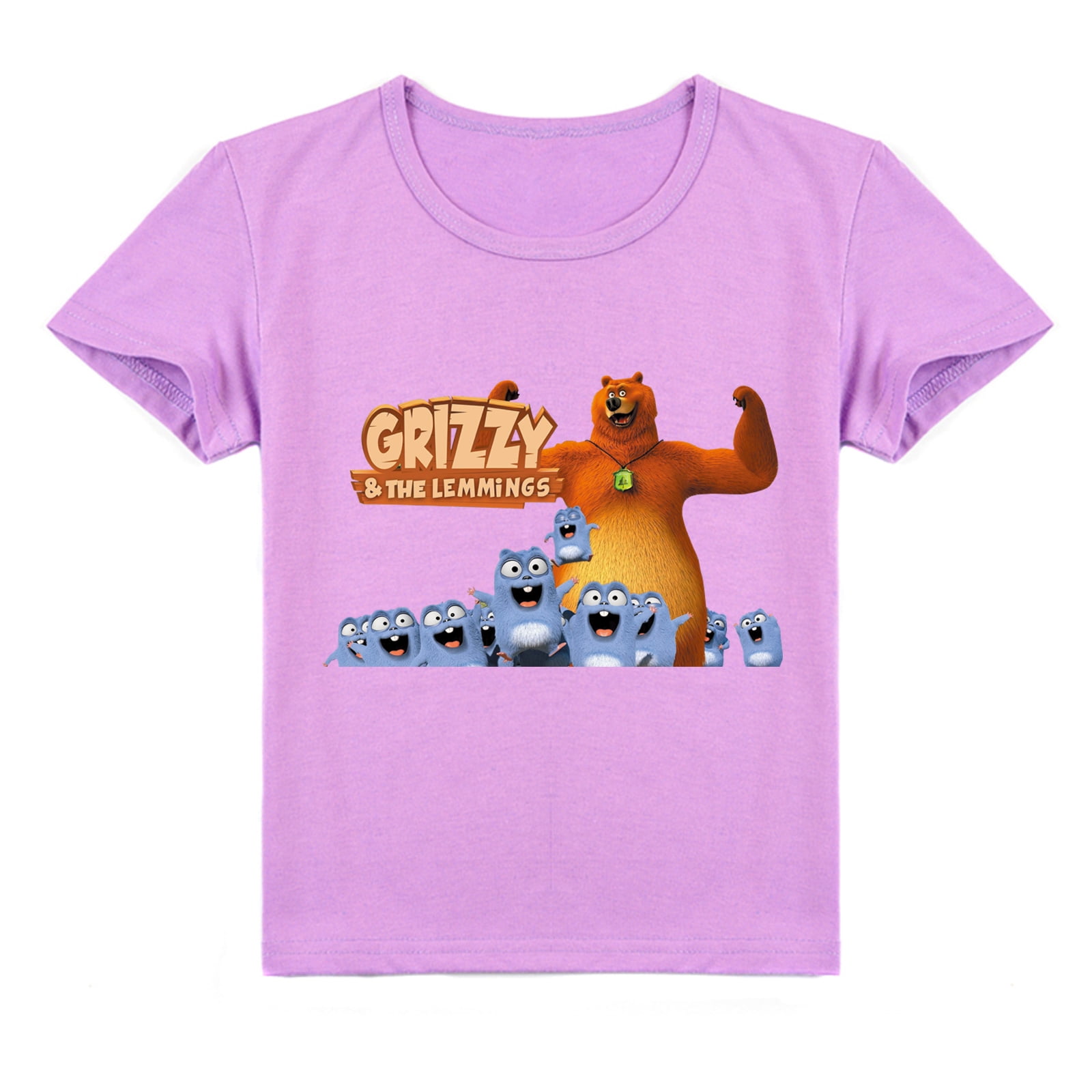 Boys Girls Grizzy and the Lemmings Cotton Crew Neck Short Sleeve T ...