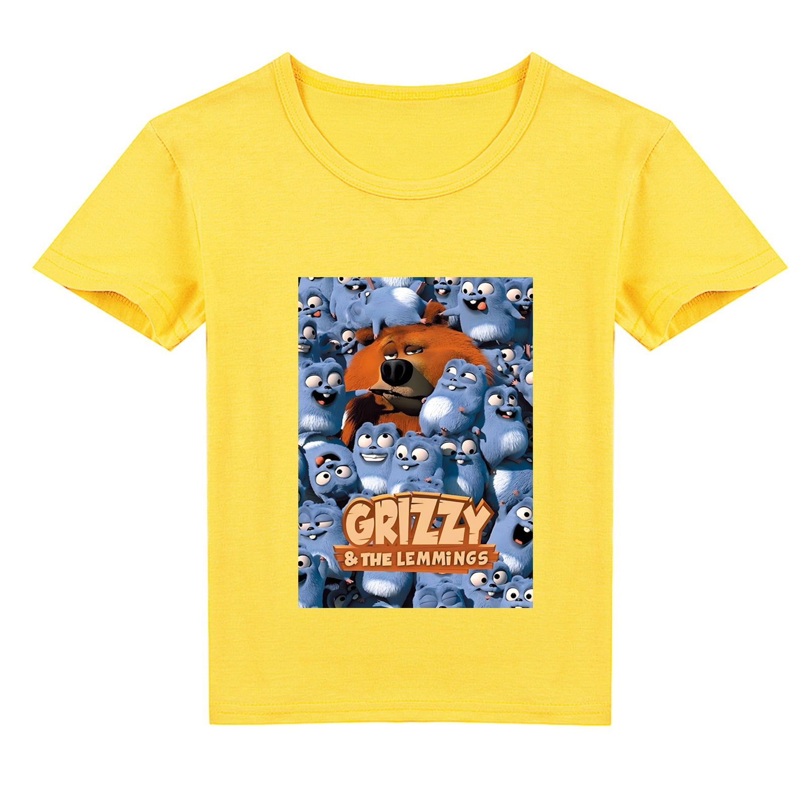 Boys Girls Grizzy and the Lemmings Cotton Short Sleeve T-shirt Kids ...