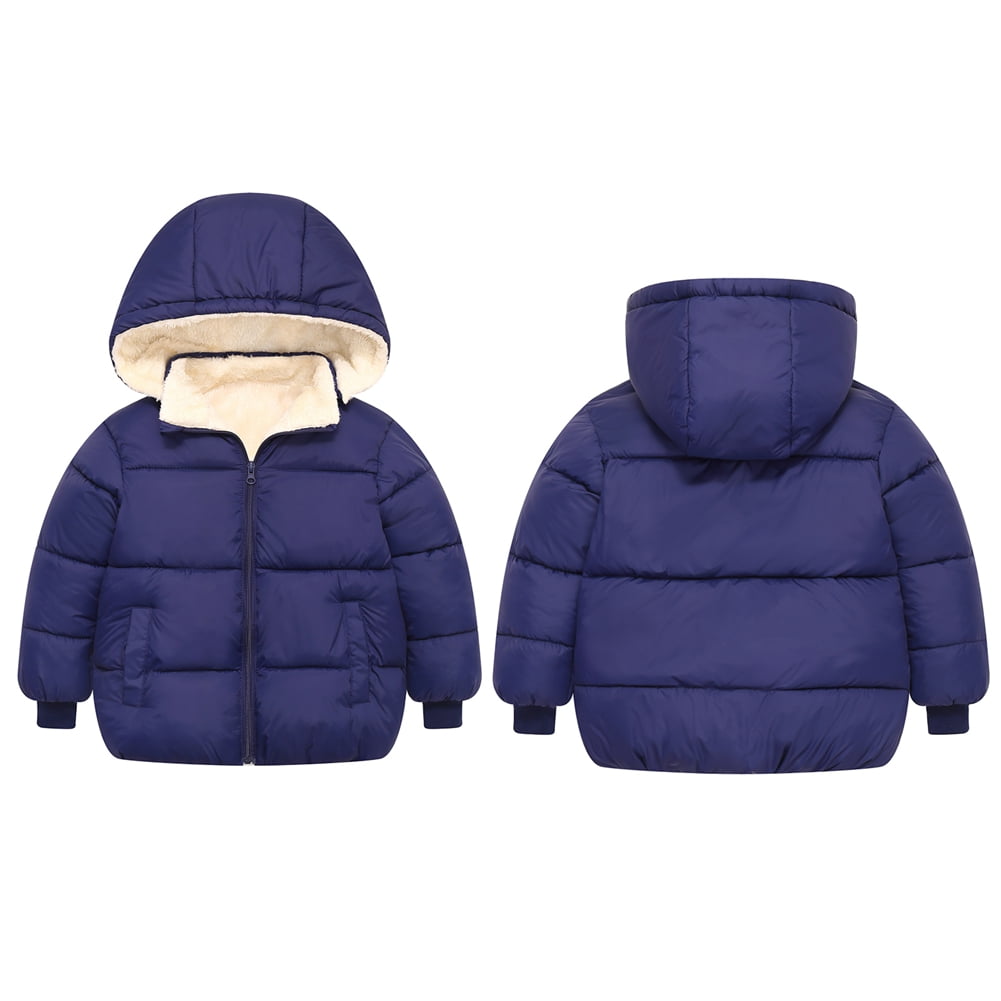 Boys Girls Hooded Down Jacket Winter Warm Fleece Coat Windproof Zipper Puffer Outerwear,1-6 ...