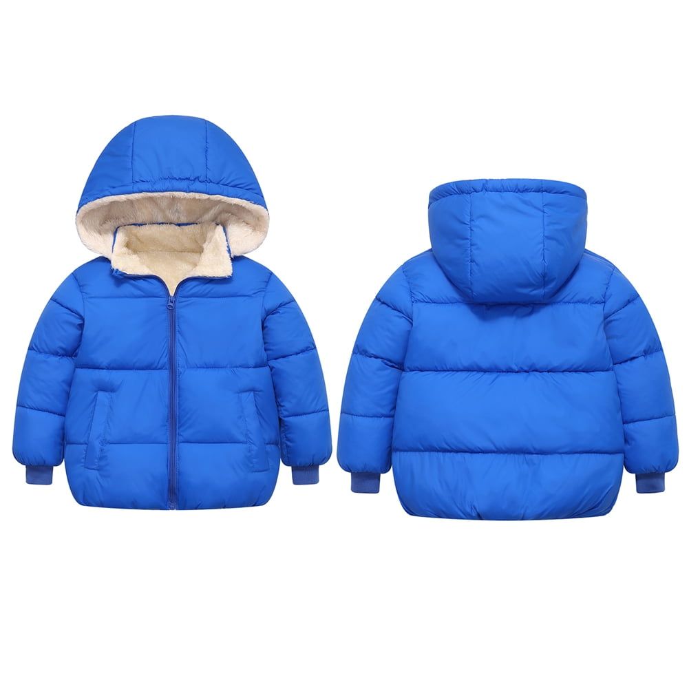 Boys Girls Hooded Down Jacket Winter Warm Fleece Coat Windproof Zipper Puffer Outerwear,1-6 ...