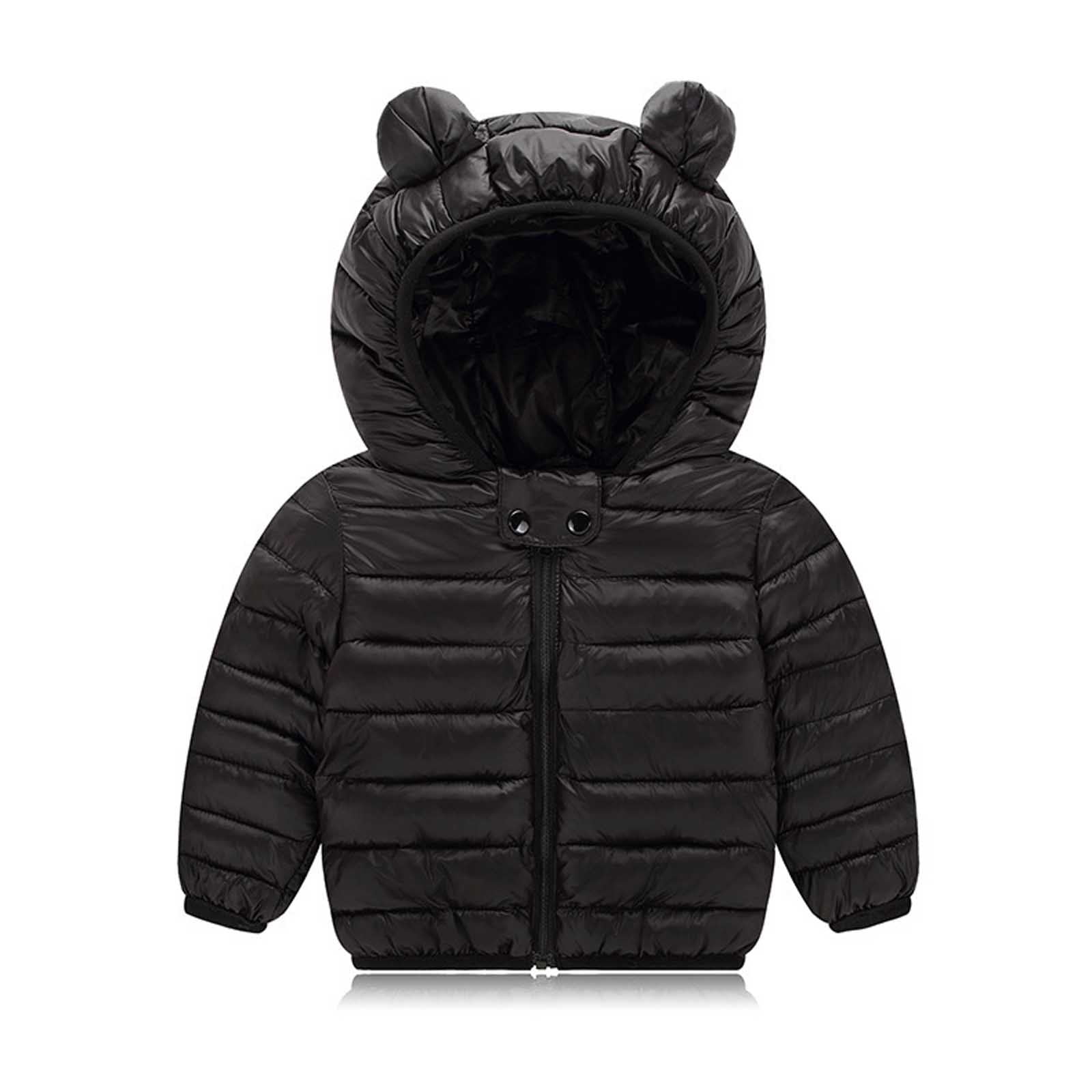 Boys Girls Hooded Jackets Kids Children Thick Parka Long Sleeve Hood ...