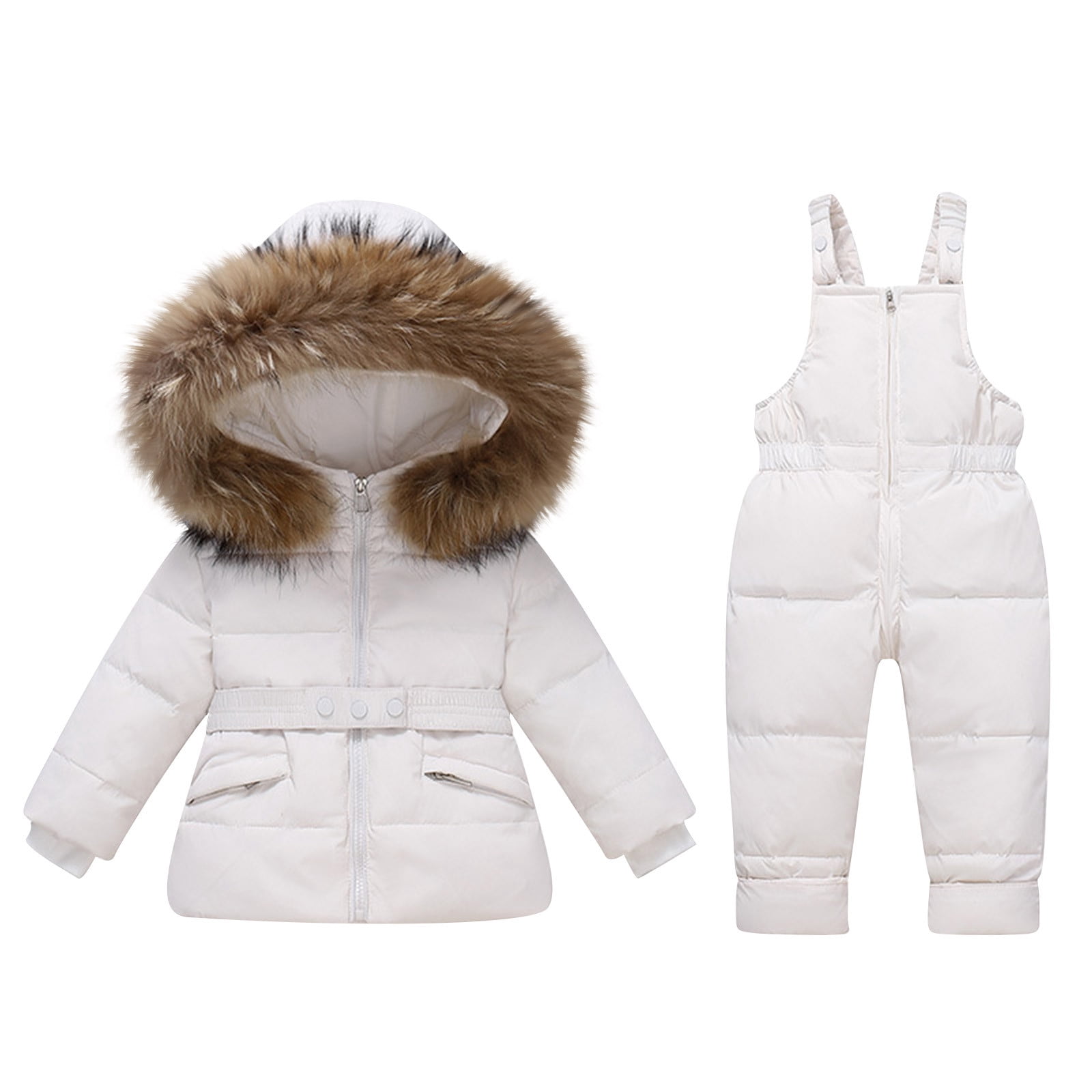 Boys Girls Hooded Snowsuits and Ski Bib Snow Pants Outdoor Windproof ...