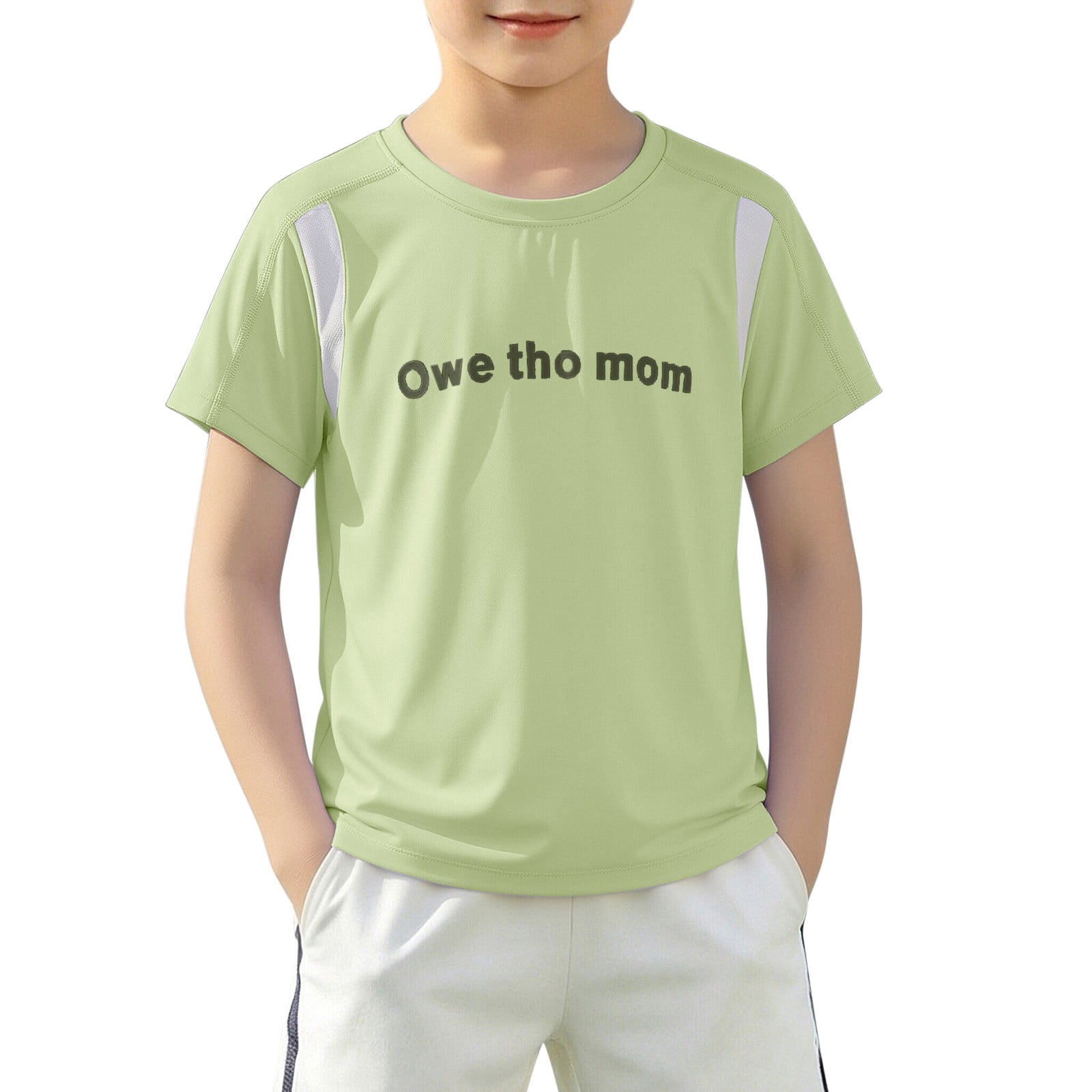 Boys Girls Ice Silk Mesh Short Sleeve T-Shirt, Color Block Side Panel ...