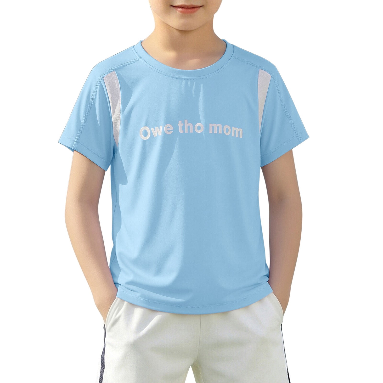 Boys Girls Ice Silk Mesh Short Sleeve T-Shirt, Color Block Side Panel ...