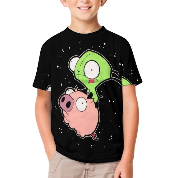 Boys Girls Inva-der Monster Z1m Gir T-Shirt Crewneck Short Sleeve Tee ...