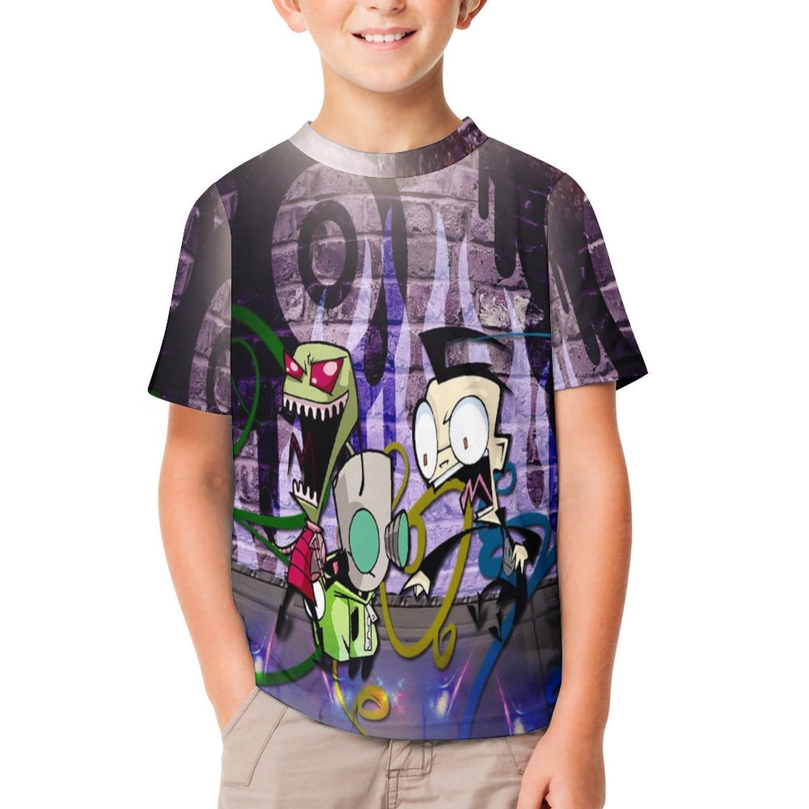 Boys Girls Inva-der Monster Z1m Gir T-Shirt Crewneck Short Sleeve Tee ...