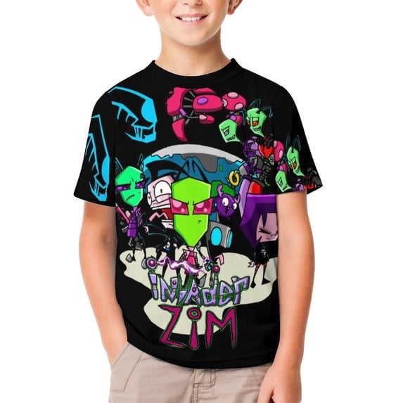 Boys Girls Inva-der Monster Z1m Gir T-Shirt Crewneck Short Sleeve Tee ...